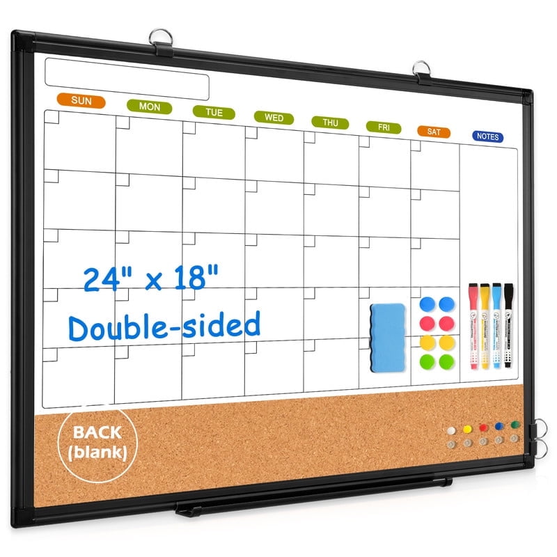 Monthly Dry Erase Calendar Whiteboard Calendar Cork Board Combo ...