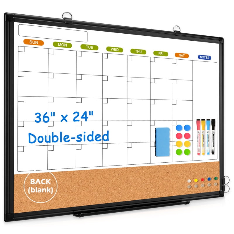 Monthly Dry Erase Calendar Whiteboard Calendar Cork Board Combo ...