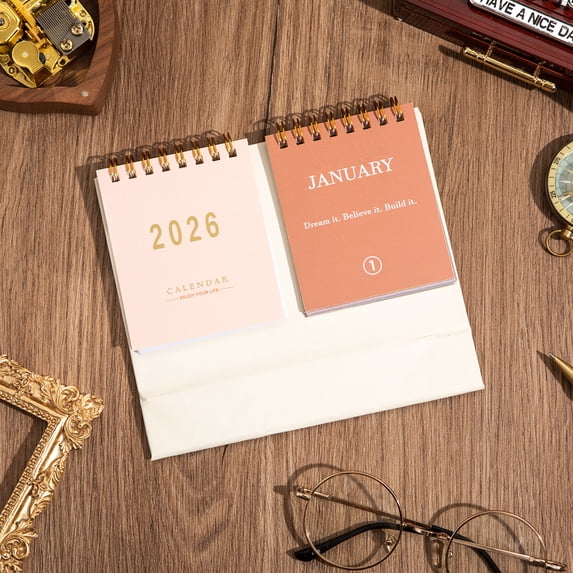 Monthly Flip Standing Desktop Calendar 2026 with Motivational Quotes ...