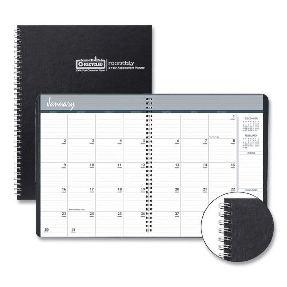 Monthly Hard Cover Two-Year Planner, 11 x 8.5, Black Cover, 24-Month ...