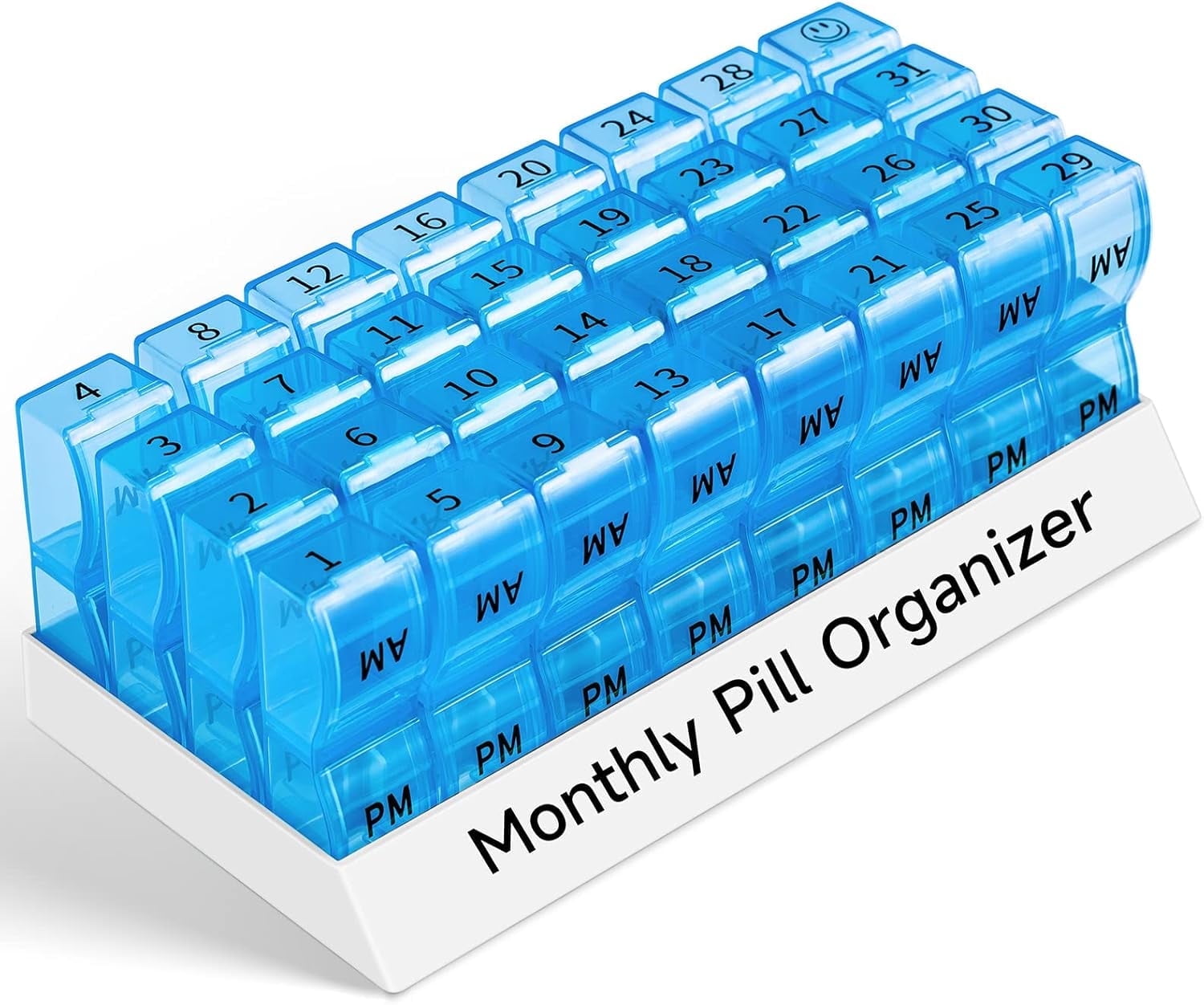 Monthly Pill Organizer 2 Times a Day, One Month Pill Box with AM and PM ...