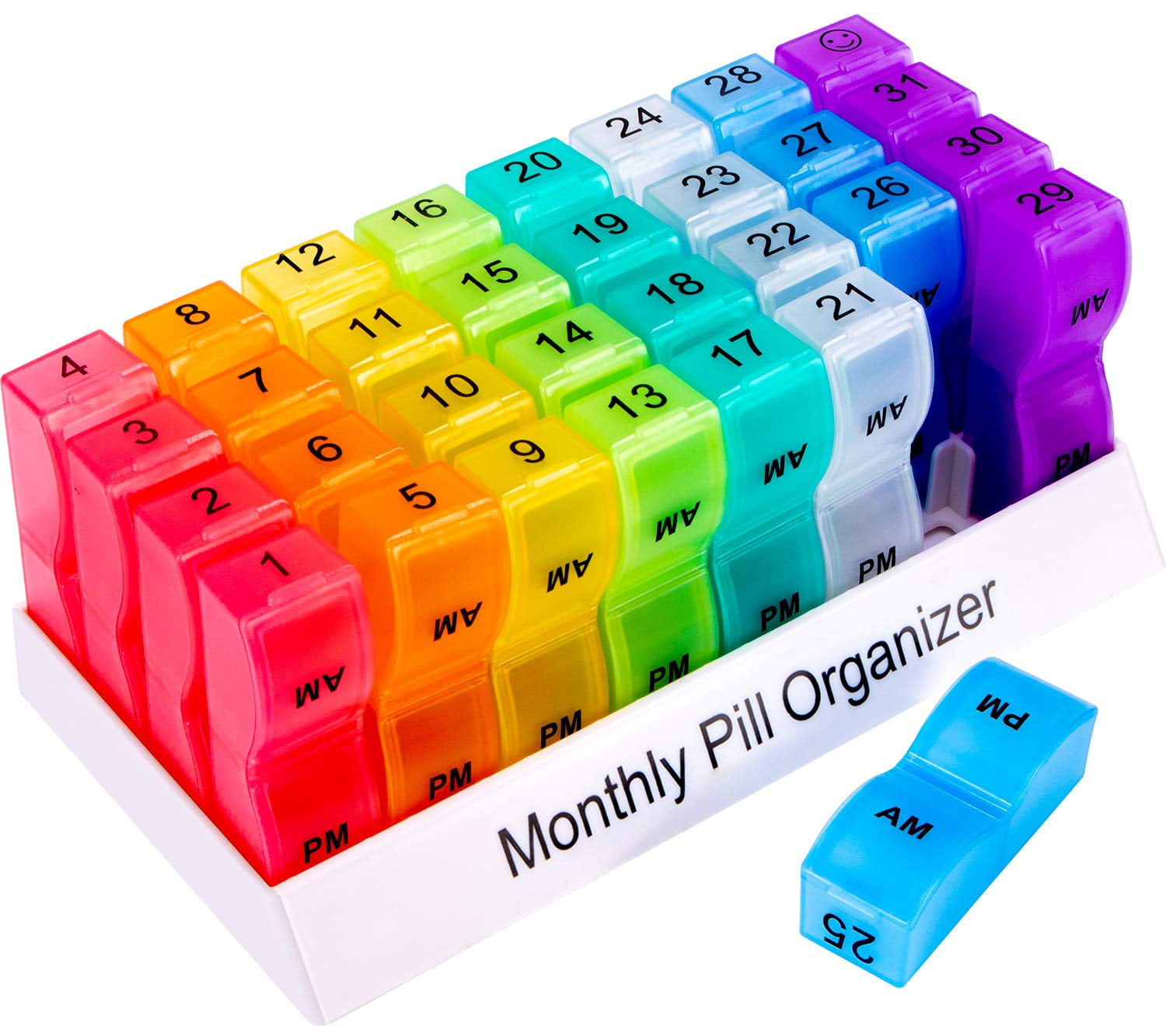 Monthly Pill Organizer 2 Times a Day, one Month Pill Box AM PM, 30 Day ...