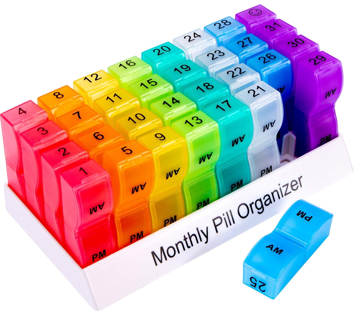MYEBIUAI Monthly Pill Organizer, AM PM Pill Box with 31 Small ...