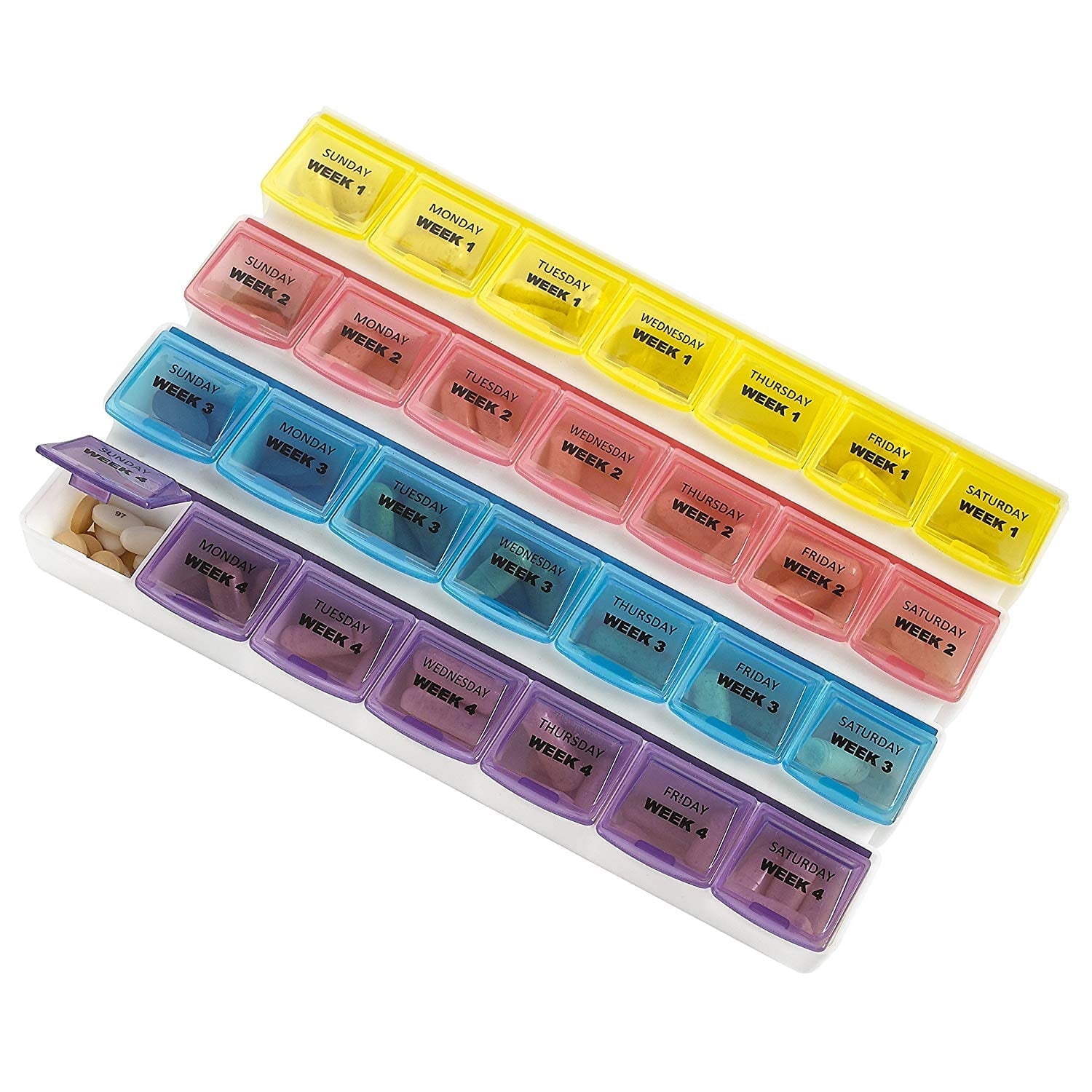 Monthly Pill Organizer - 28 Day Extra Large Monthly Pill Planner to ...