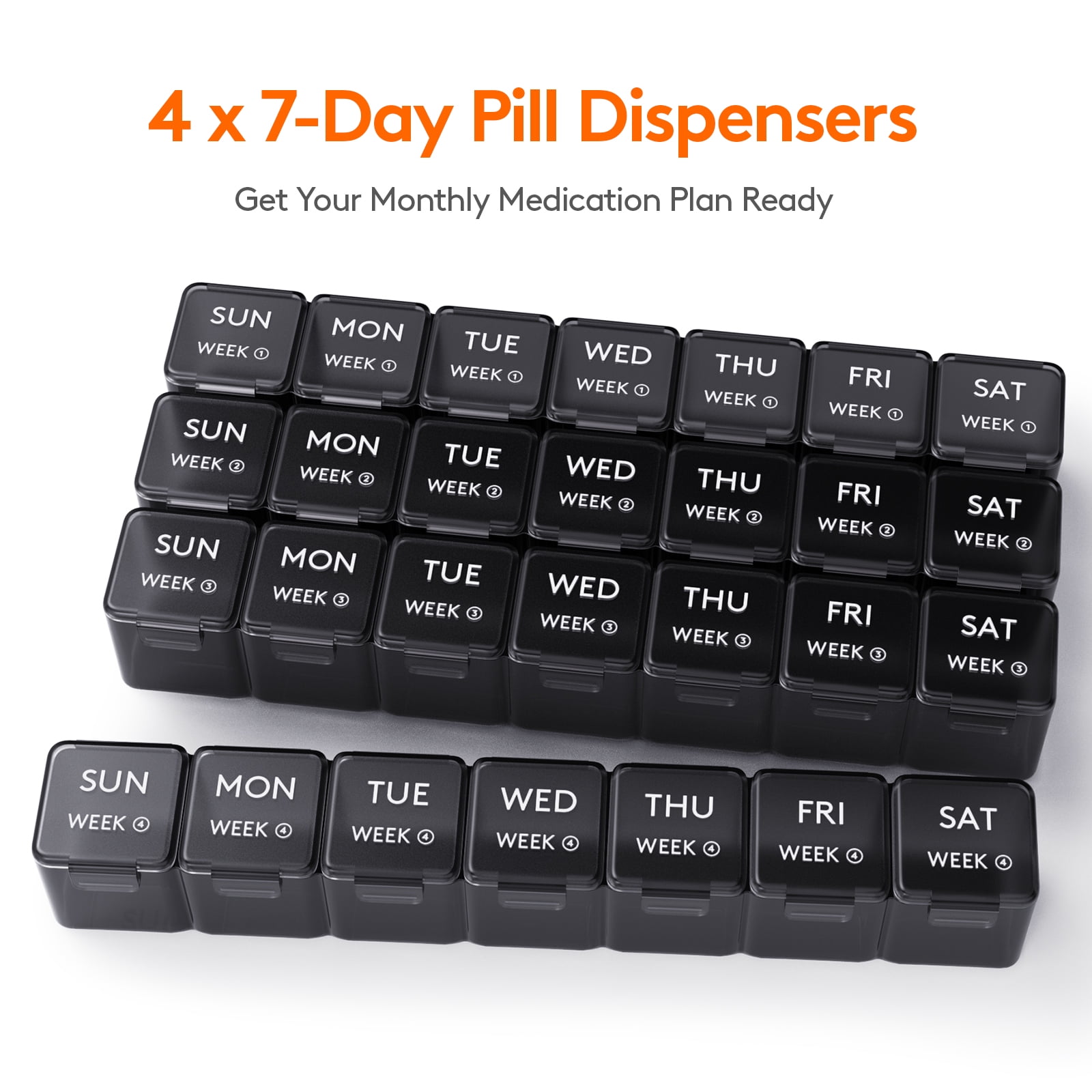 Lifewit Monthly Pill Organizer, 28 Day Pill Box, 4 Weeks One Month Pill ...