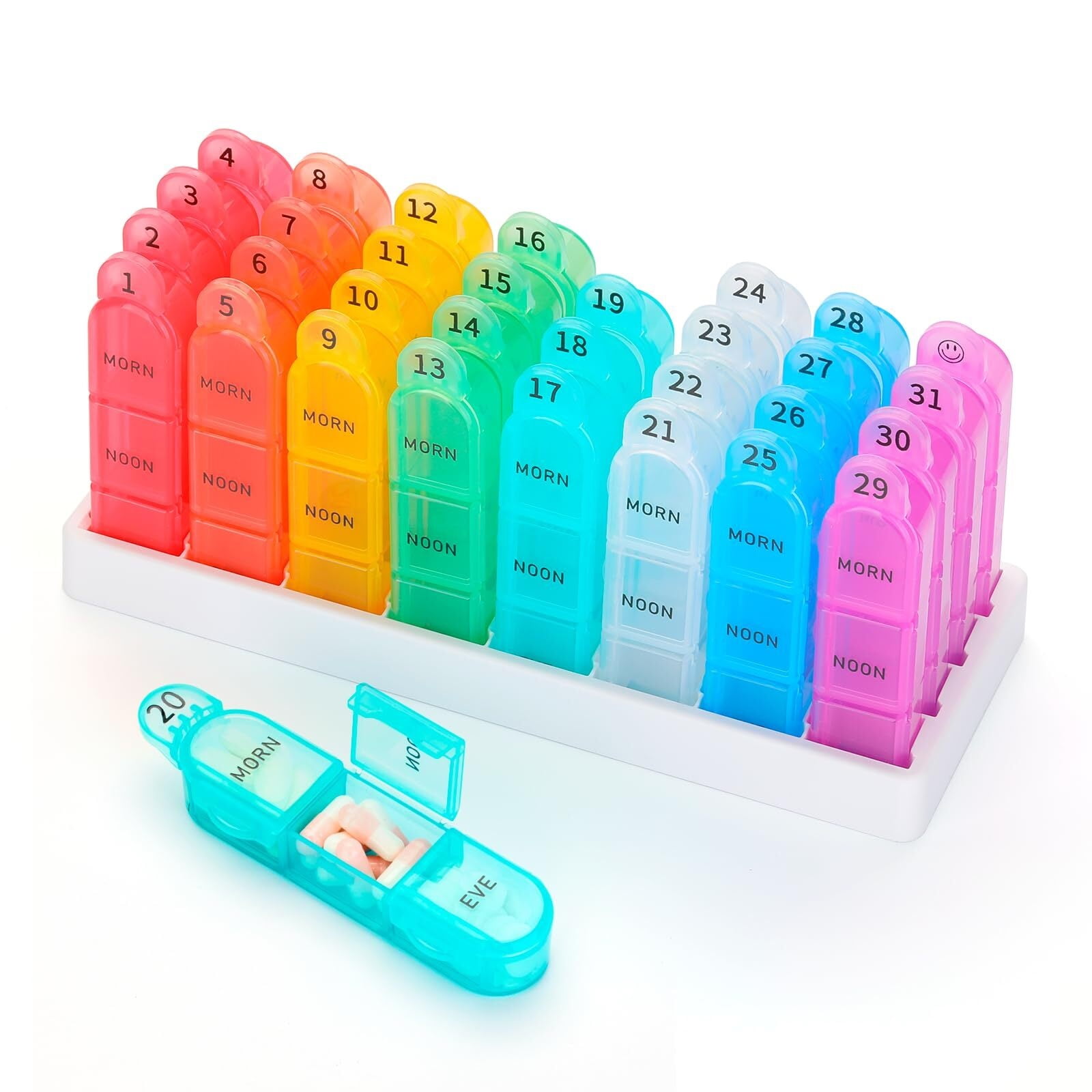 Monthly Pill Organizer, 31 Day Pill Dispenser 3 Times a Day with Small ...