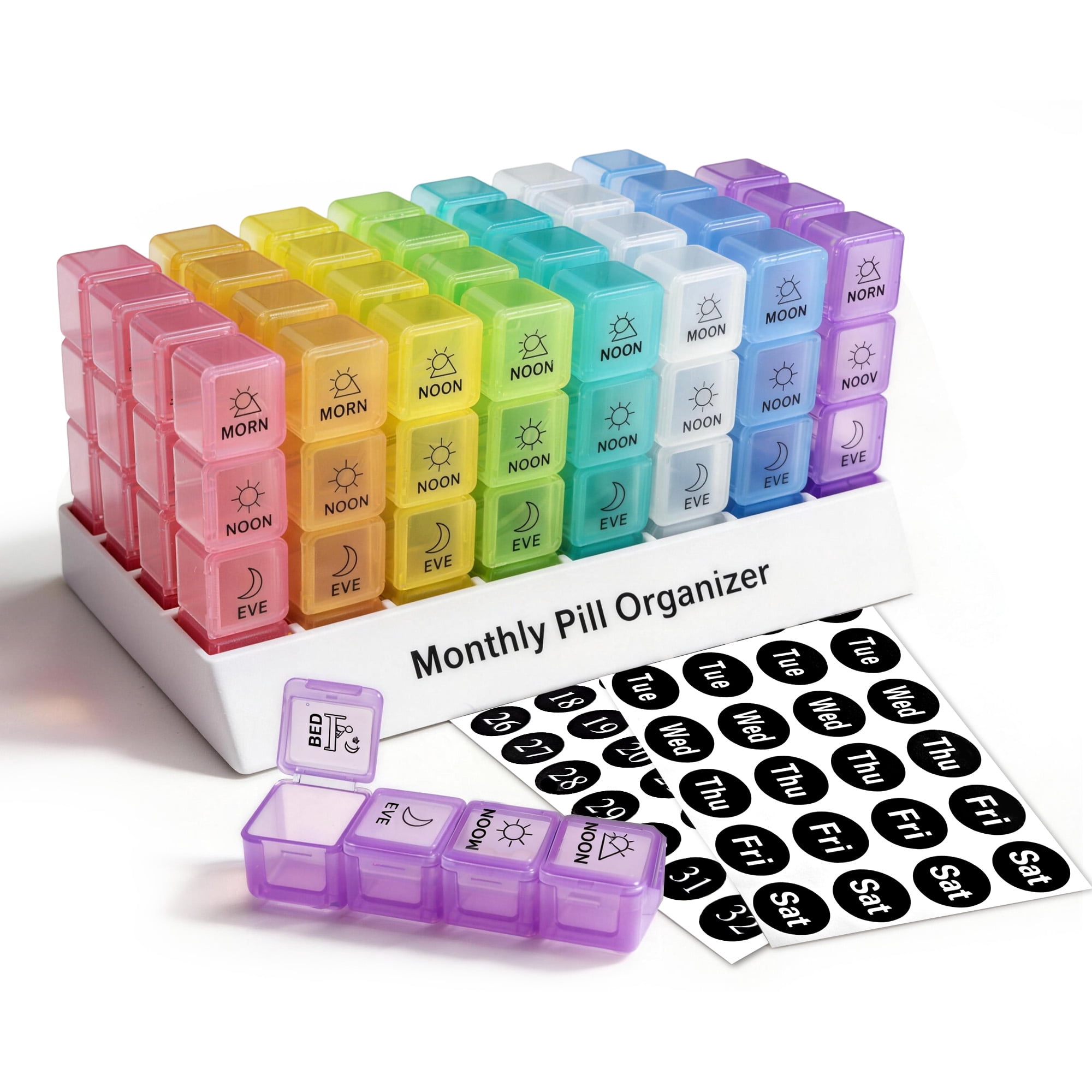 Monthly Pill Organizer 4 Times a Day, 30 Day Pill Organizer with Daily ...