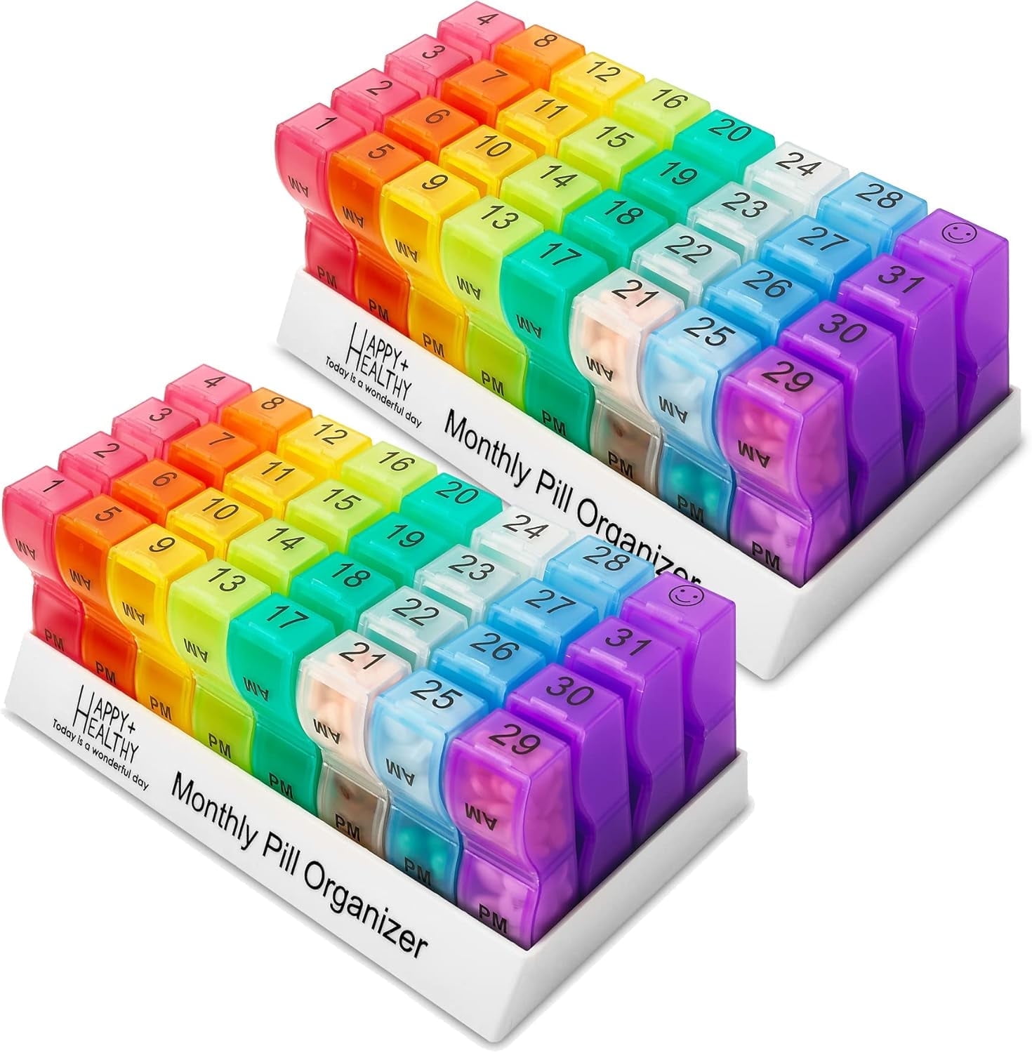 Monthly Pill Organizer – Am/Pm Daily Pill Organizer 32 Compartments for ...