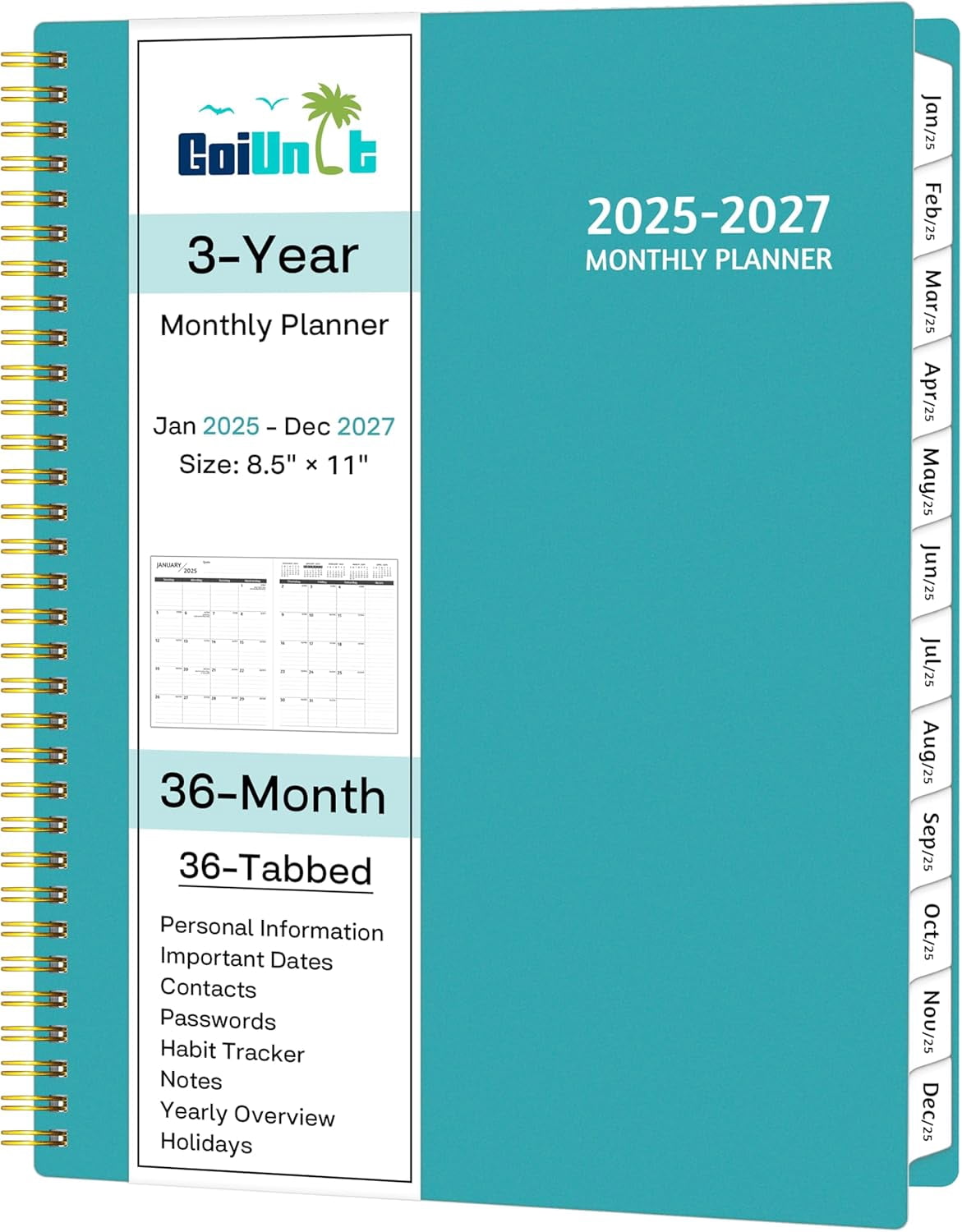 Monthly Planner 2025-2027, 36 Months Calendar Planner 2025-2027 from ...