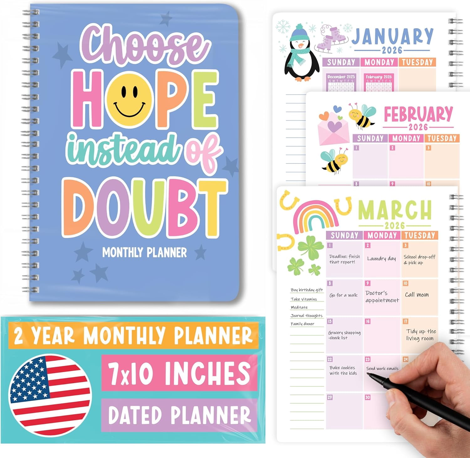 Monthly Planner 2026-2027, 2-Year Monthly Calendar Book With January ...