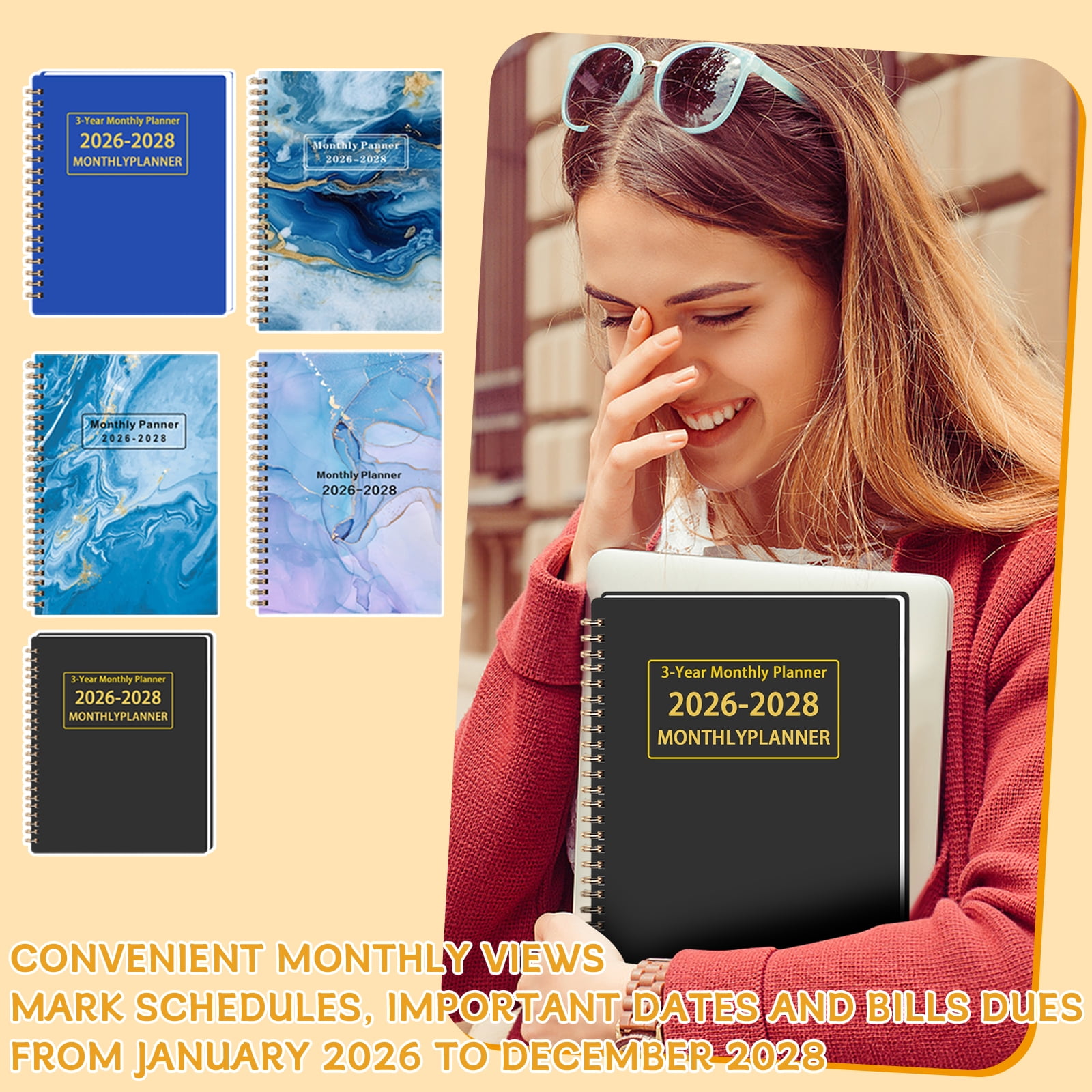 Monthly Planner 2026-2028, 3-Year Calendar Organizer Notepad with ...