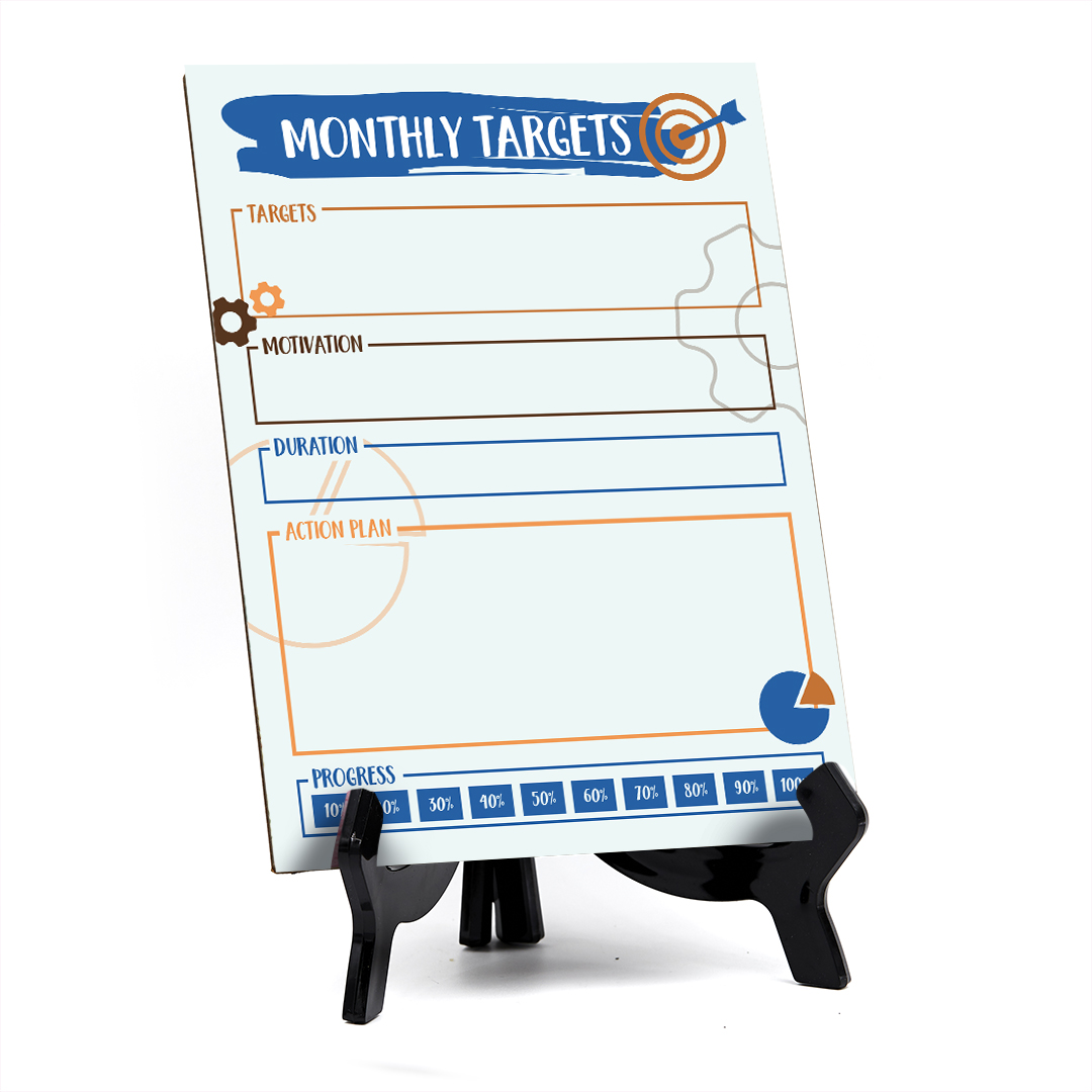 Monthly Targets Dry Wipe Liquid Chalk Table Sign (6x8") Easy ...
