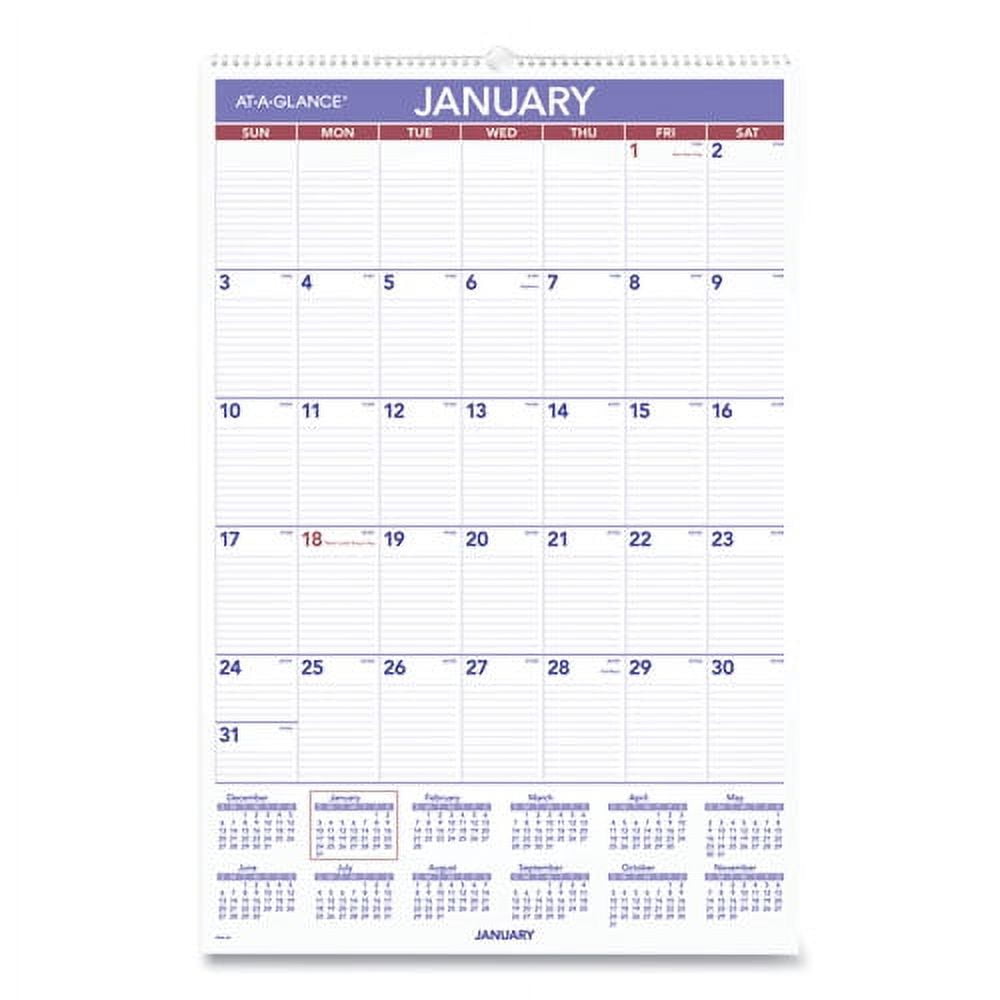 Large Spiral 2024 Yearly Calendar, 20x30, White Sheets, Ruled Daily ...