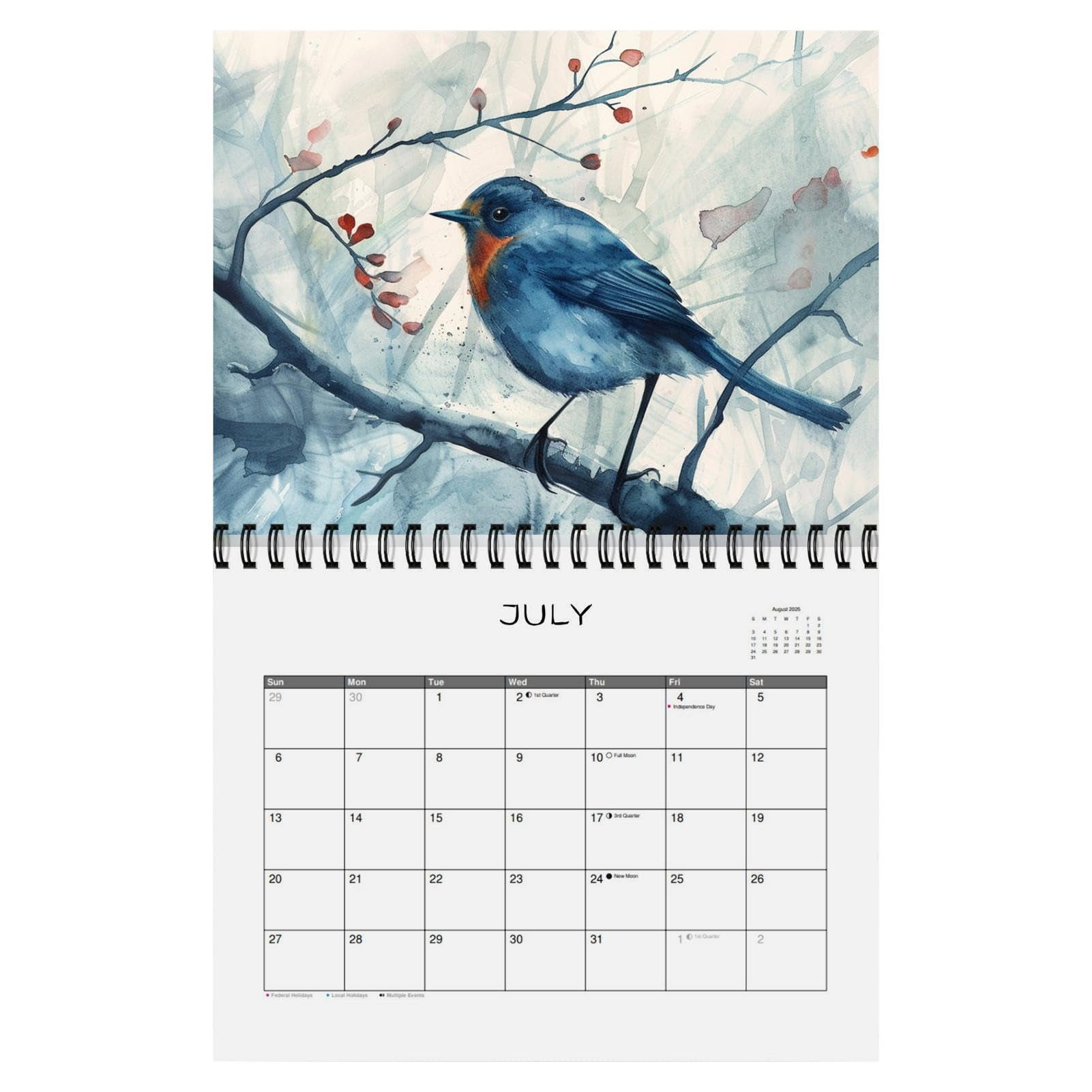 Monthly Wall Calendars | Monthly Birds Wall Calendar,Birds 12-Month ...