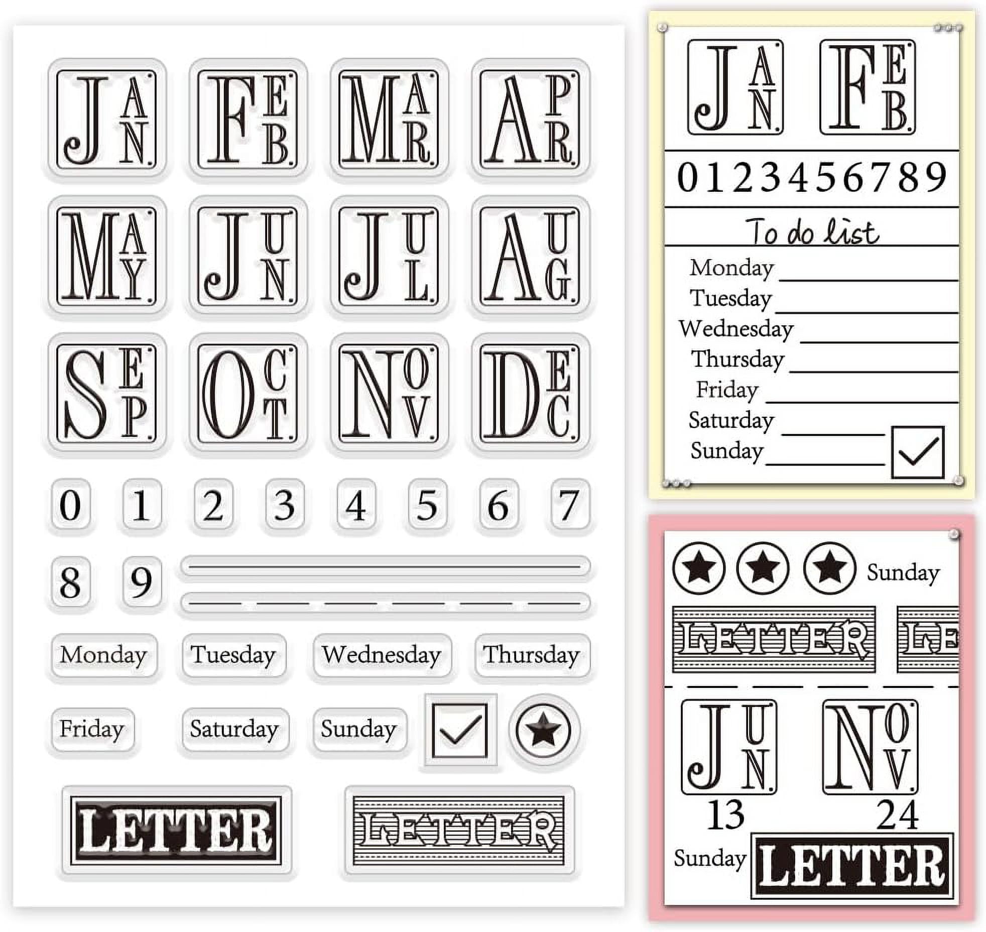 Monthly Weekly Clear Stamps - PVC Plastic Transparent Rubber Stamps for ...