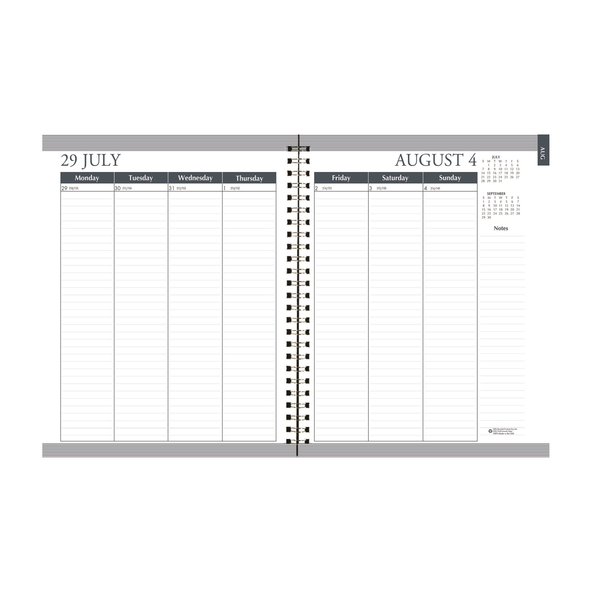 Monthly and Weekly Academic Calendar Planner, Black Suede Like Cover ...