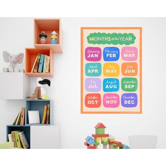 Months Of The Year Classroom Poster Colorful Educational Chart For ...