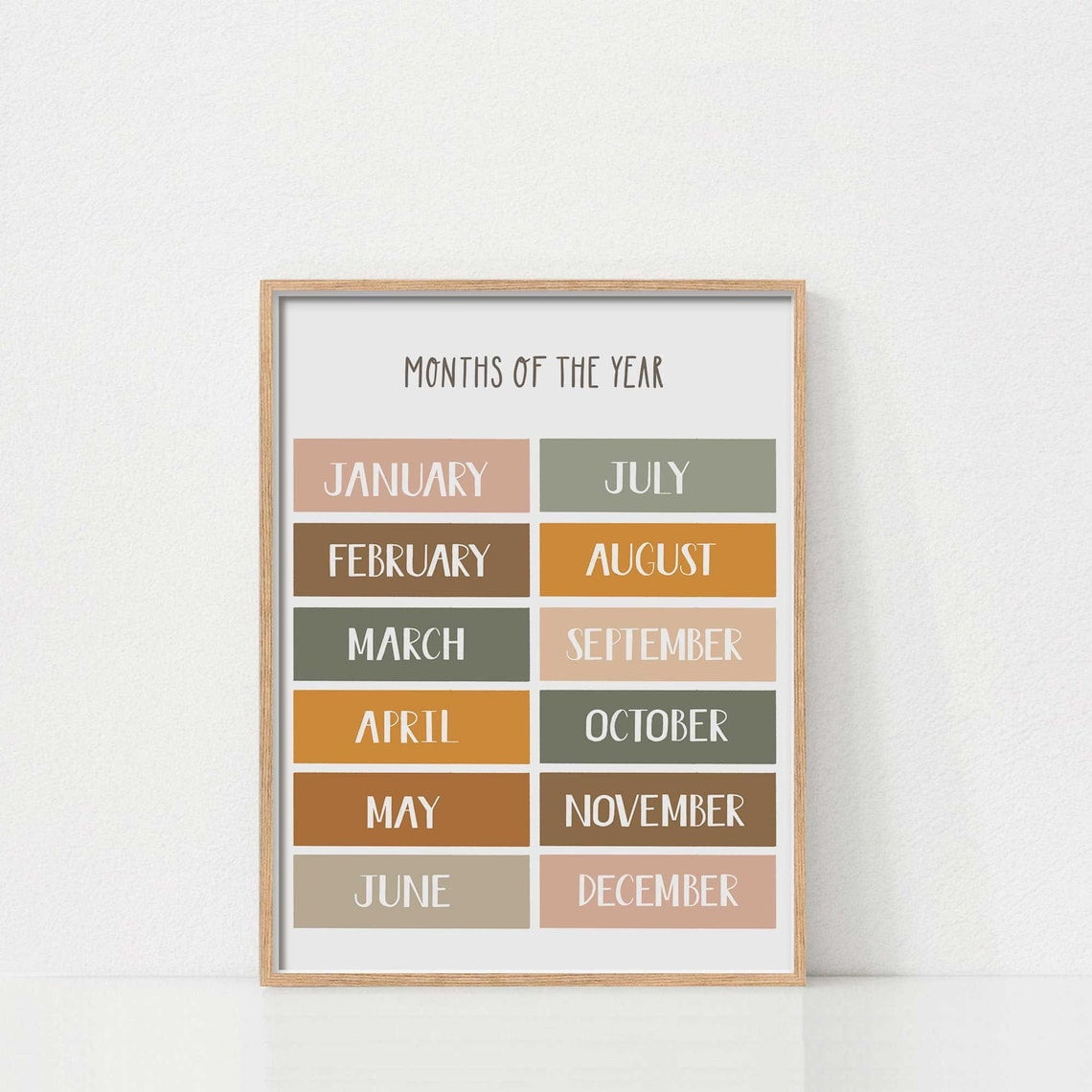Months Of The Year Educational Poster Boho Nursery Posterhomeschool ...