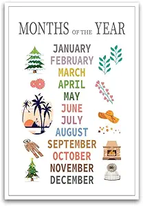Months Of The Year Poster - Educational Chart To Learn The Seasons Kid ...