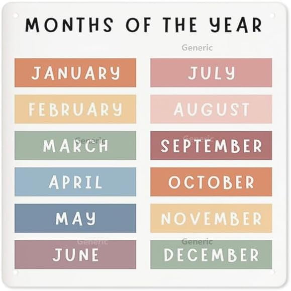 Months of The Year Educational Posters, Kindergarten Poster, Classroom ...