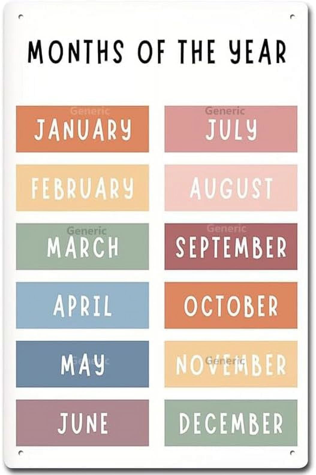 Months of The Year Educational Posters, Kindergarten Poster, Classroom ...