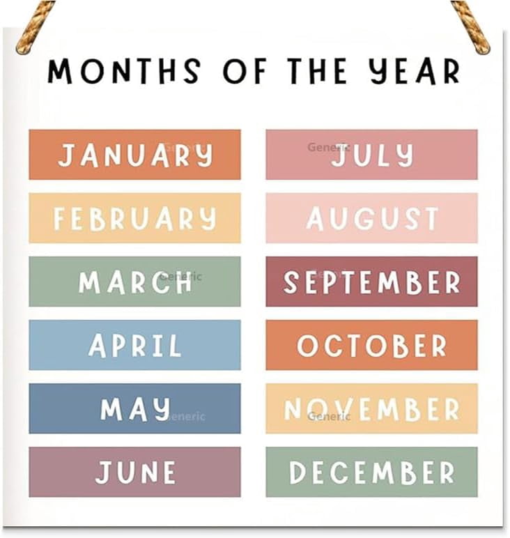 Months of The Year Educational Posters, Kindergarten Poster, Classroom ...