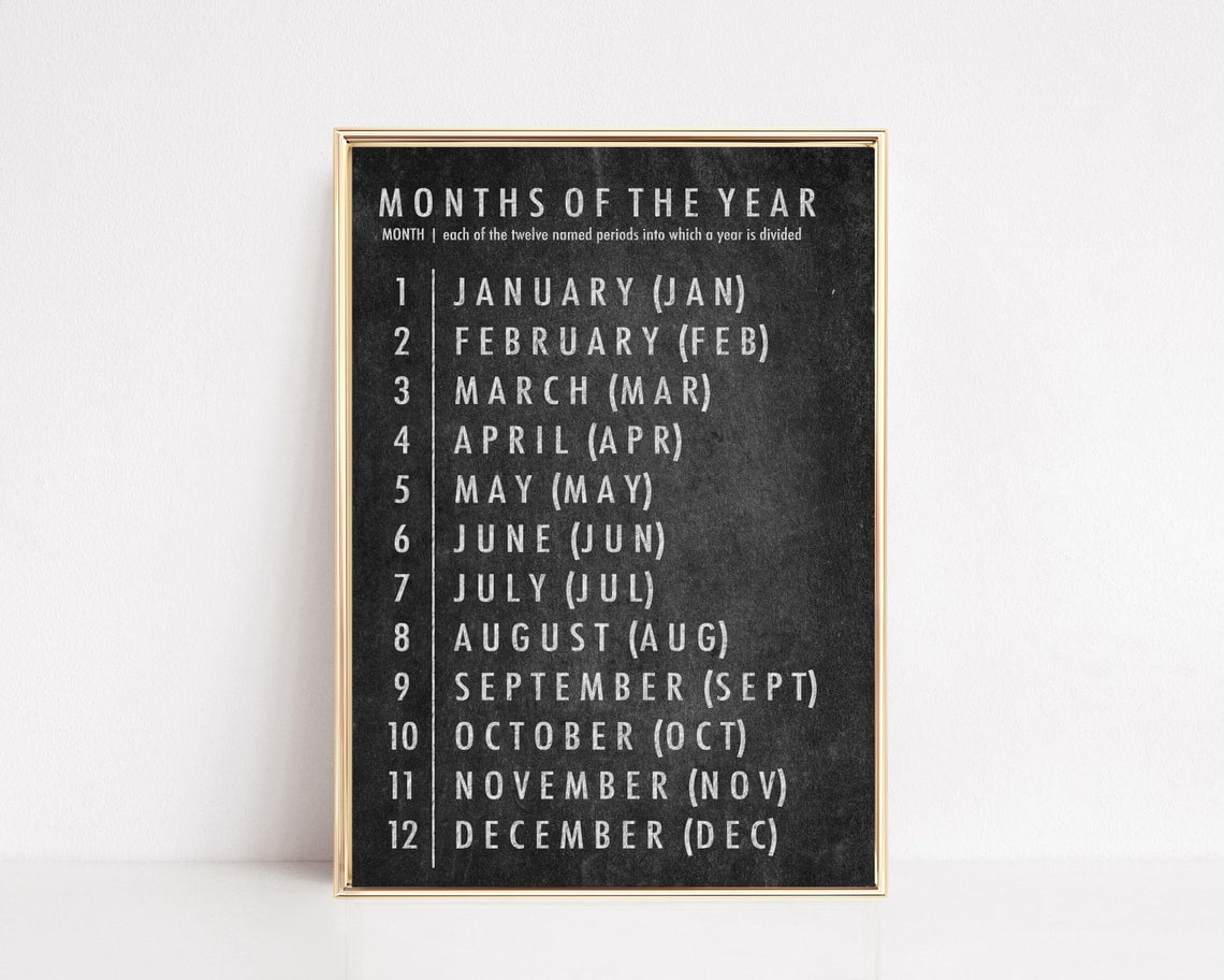 Months Of The Year Educational Poster Homeschool Printable Neutral ...