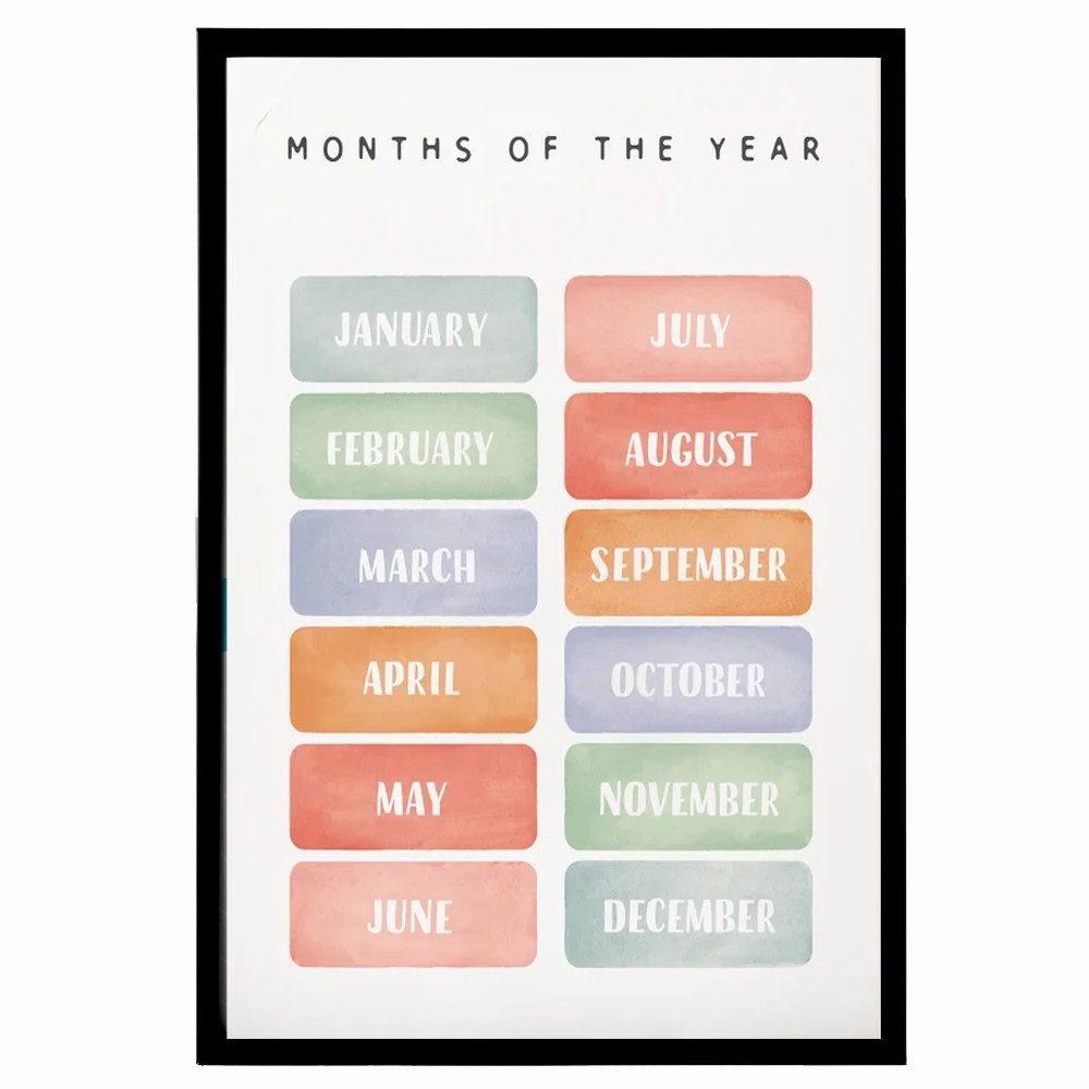 Months of the Year Poster, Educational Decor, Rainbow Nursery Wall Art ...