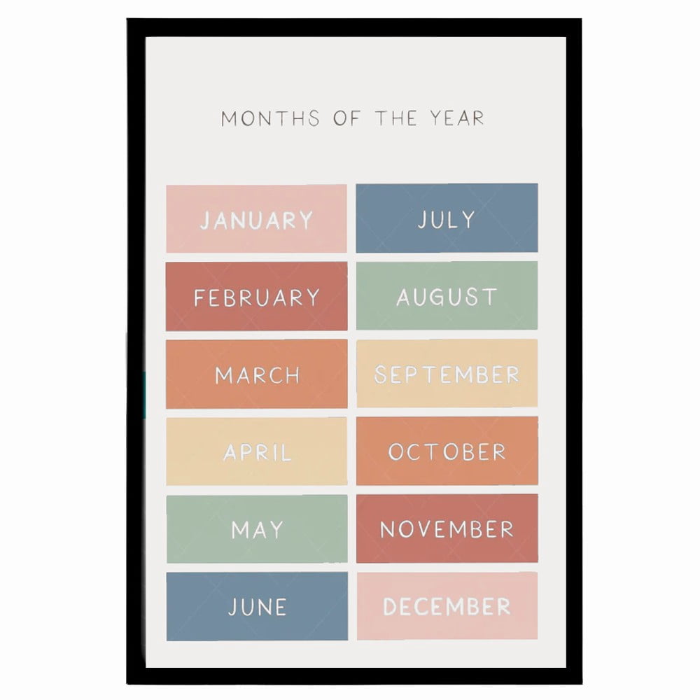 Months of the Year Rainbow Poster, Printable Wall Art, Rainbow ...