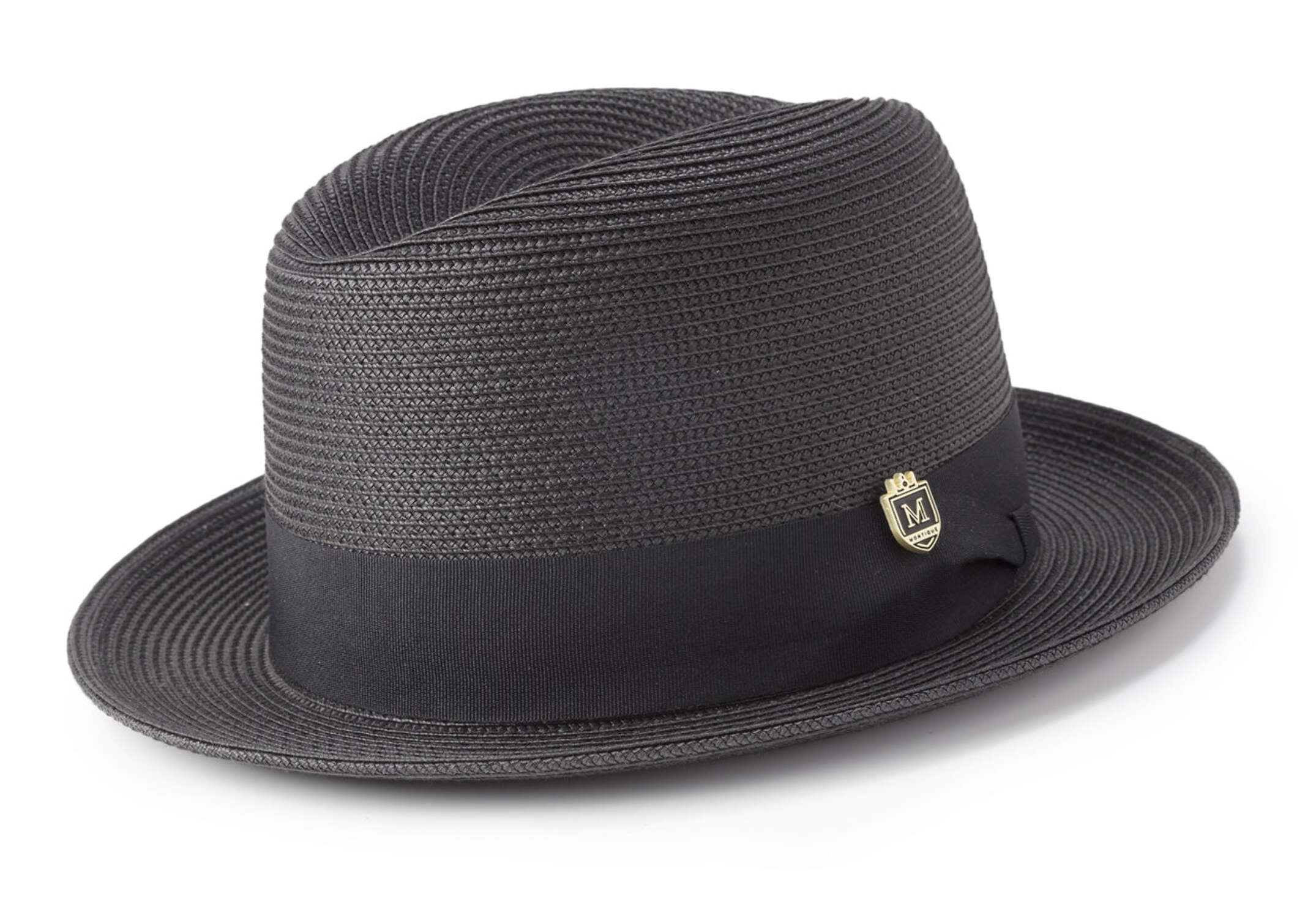 Montique Black Braided Center Crease Hat With Matching Grosgrain Ribbon ...