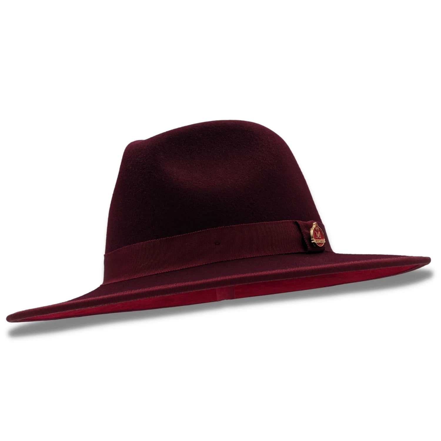 Montique Burgundy 3 1/8 Brim Red Bottom Wool Felt Dress Hat H-80 ...