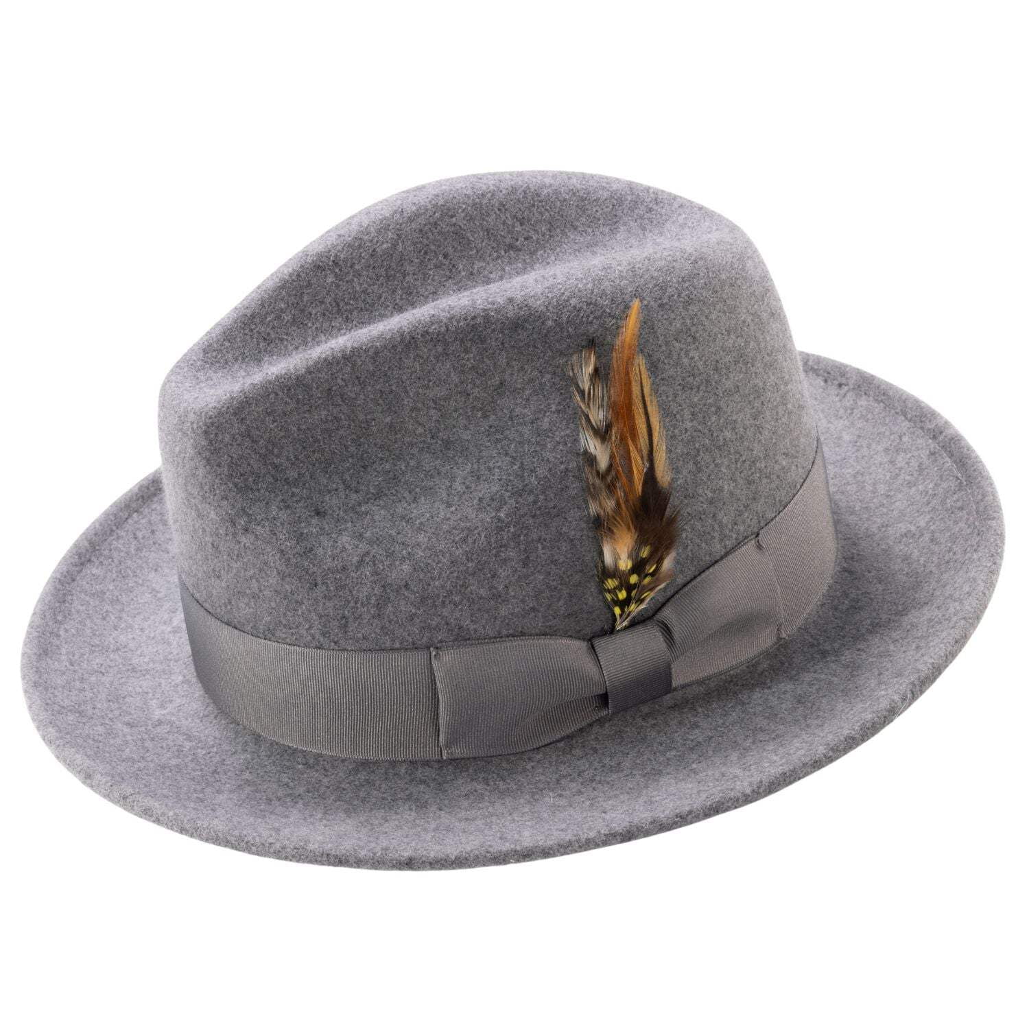 Montique Grey Lightfelt 2 ВЅ Inch Wide Brim Wool Felt Pinch Hat H-60 ...
