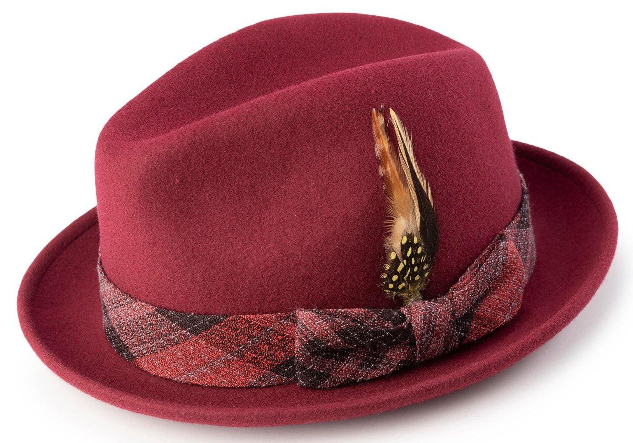 Montique Men's Brick Color Stingy Brim Wool Felt Pinch Hat H-1983 ...