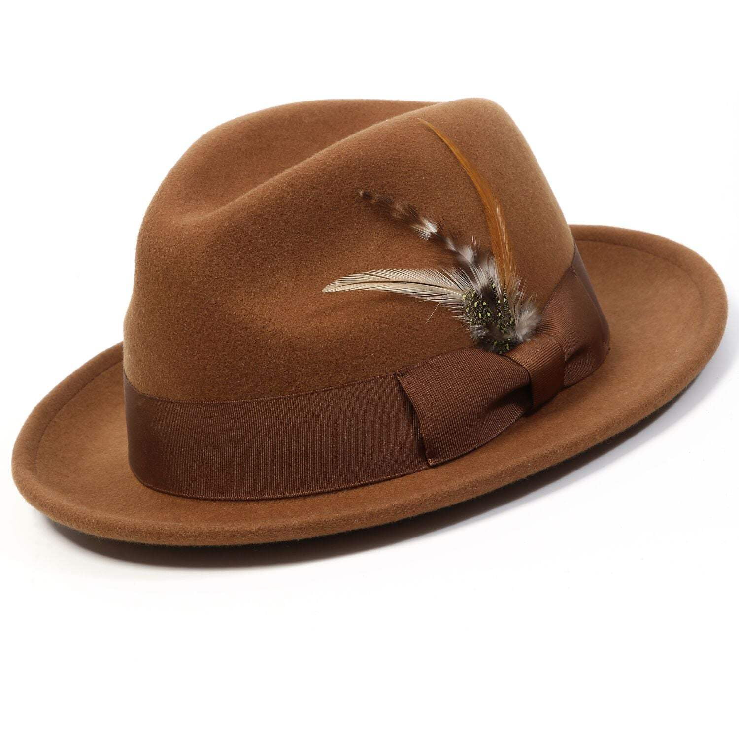 Montique Men's Bronze Snap Brim Crushable Felt Wool Fedora Hat H10 ...