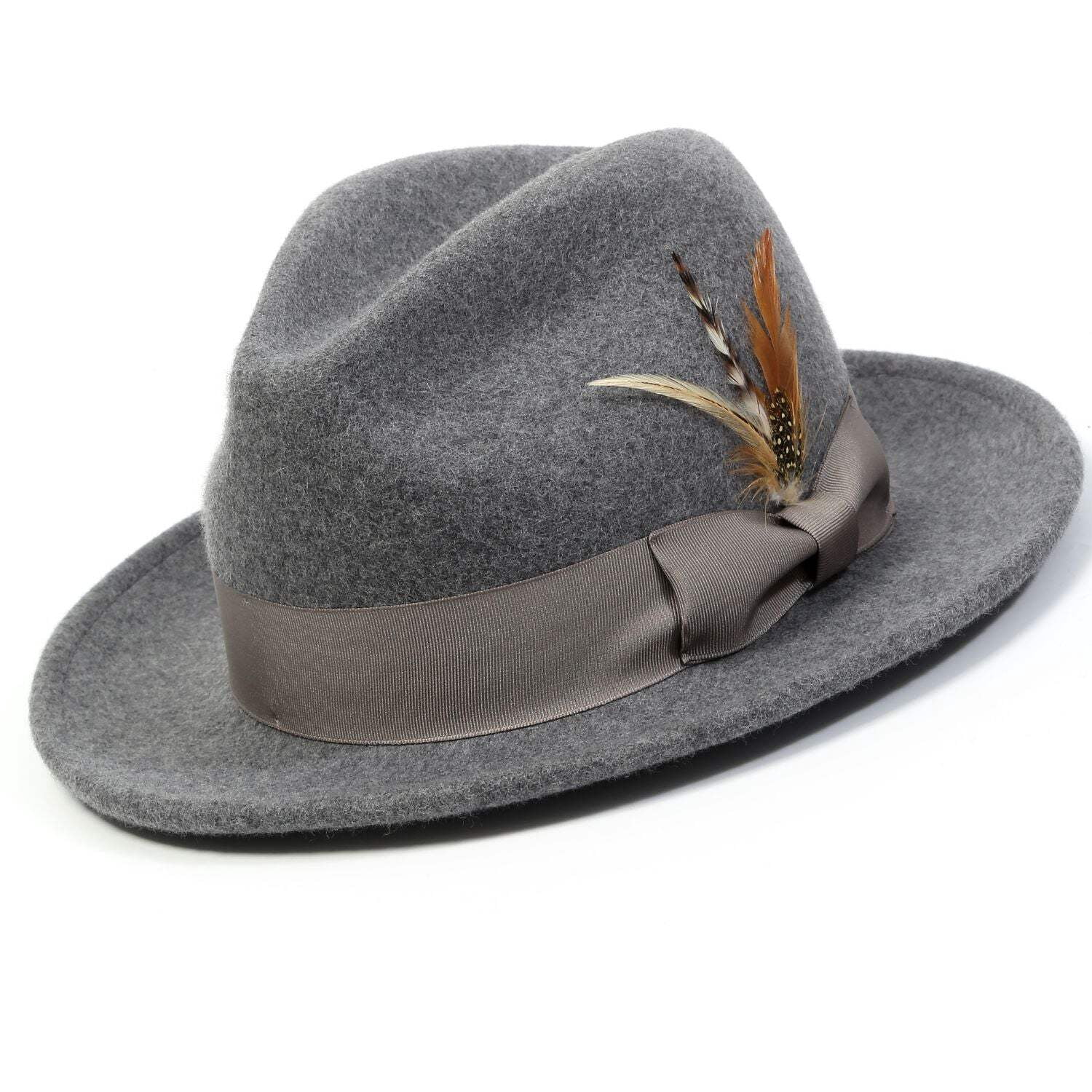 Montique Men's Grey Snap Brim Crushable Felt Wool Fedora Hat H10 ...