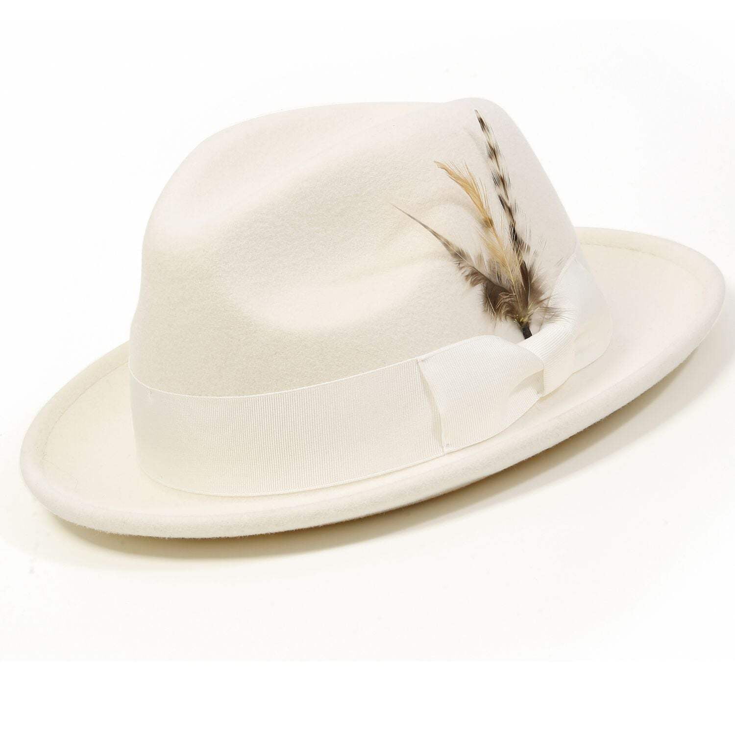 Montique Men's White Snap Brim Crushable Felt Wool Fedora Hat H10 ...