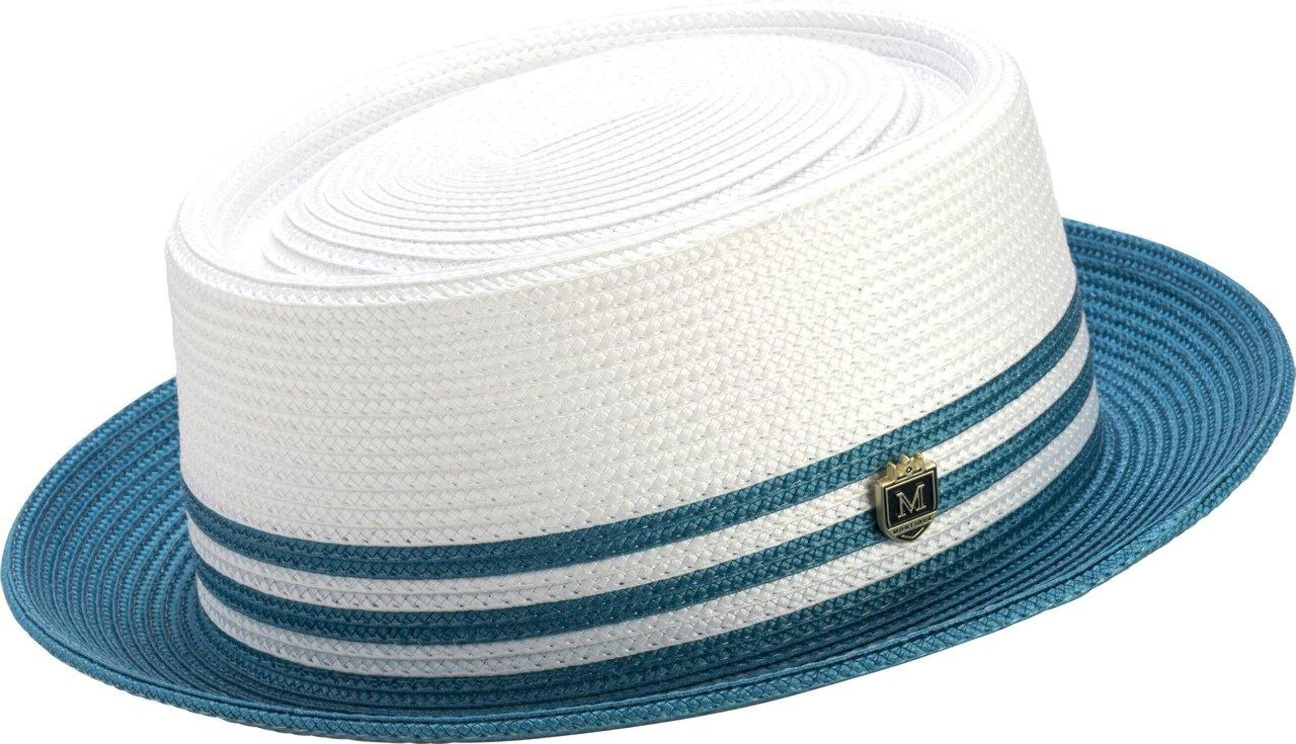 Andaras Collection: Montique Teal Straw Pork Pie Two Tone Hat - Walmart.com