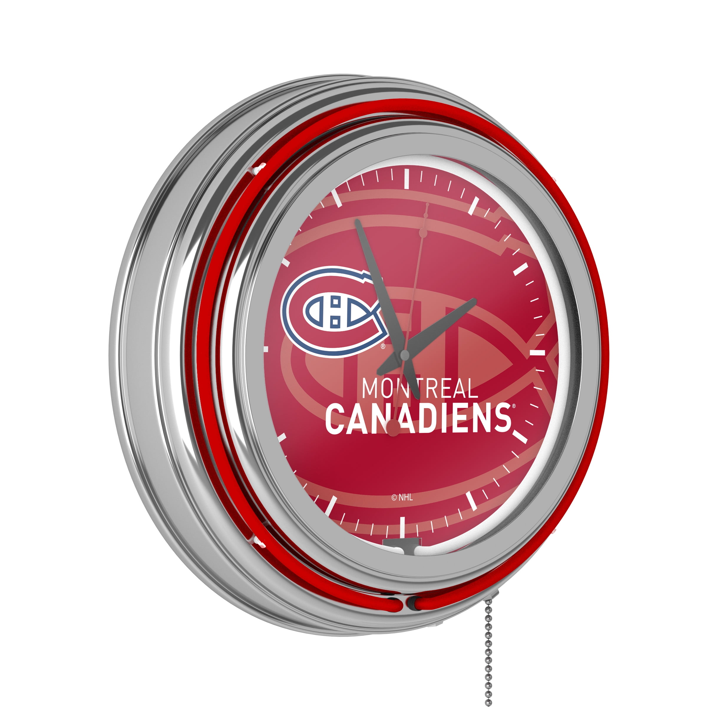 Montreal Canadiens Watermark Retro Neon Analog Wall Clock with Pull ...