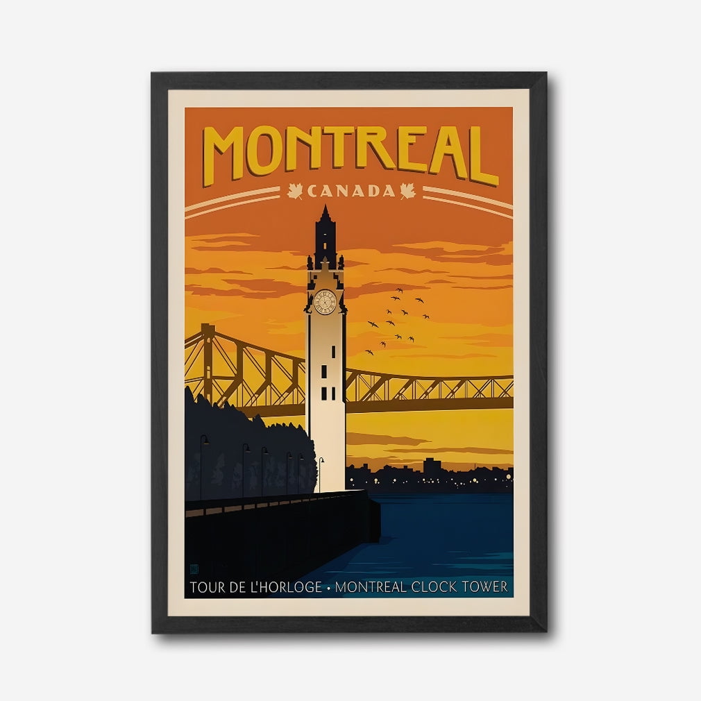 Montreal Clock Tower Canvas Wall Art, Canada Sunset Skyline Print ...