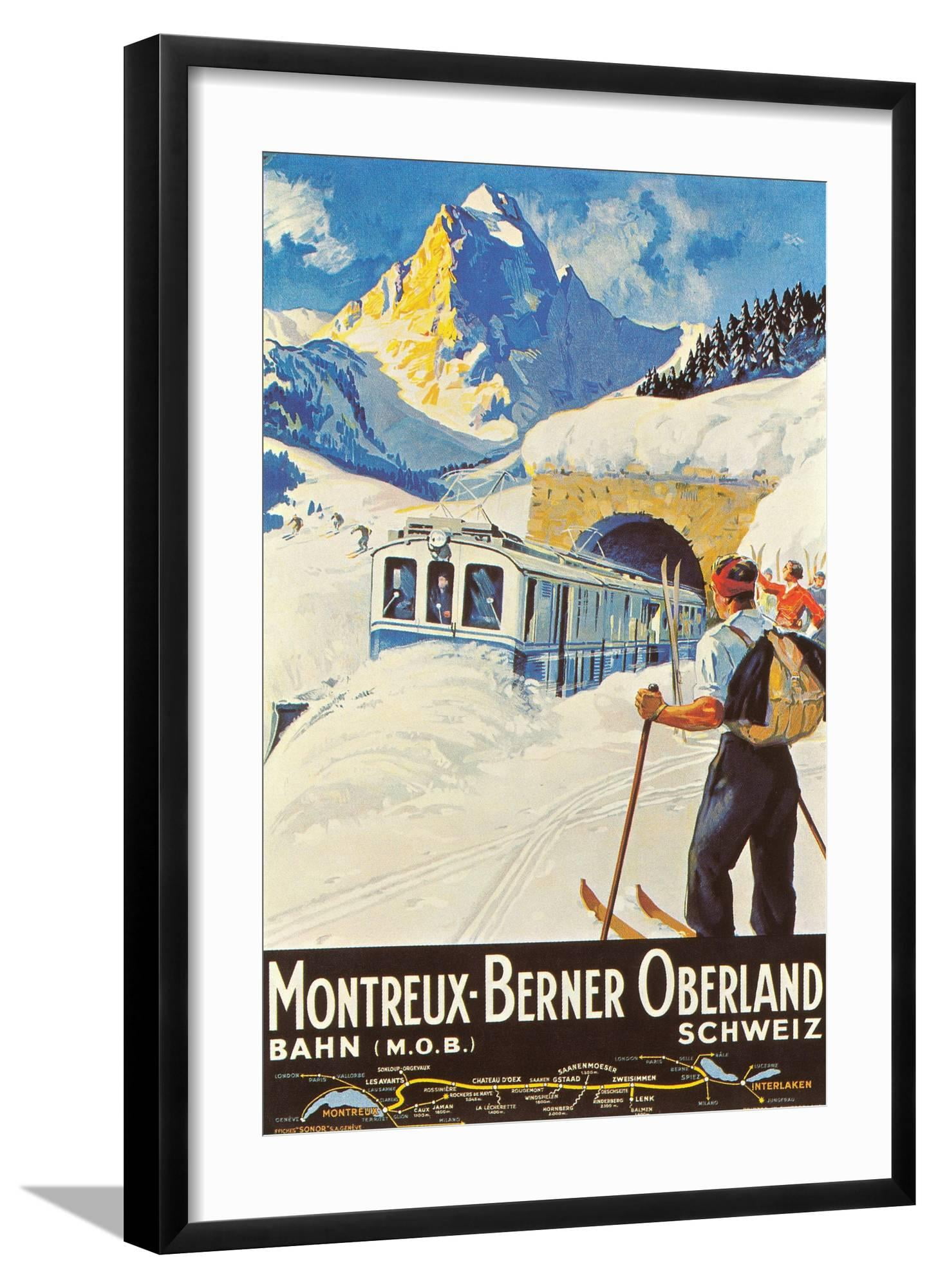 Art.com Montreux Ski Poster Art Print, Black Frame Wall Art, 21" x 29 ...