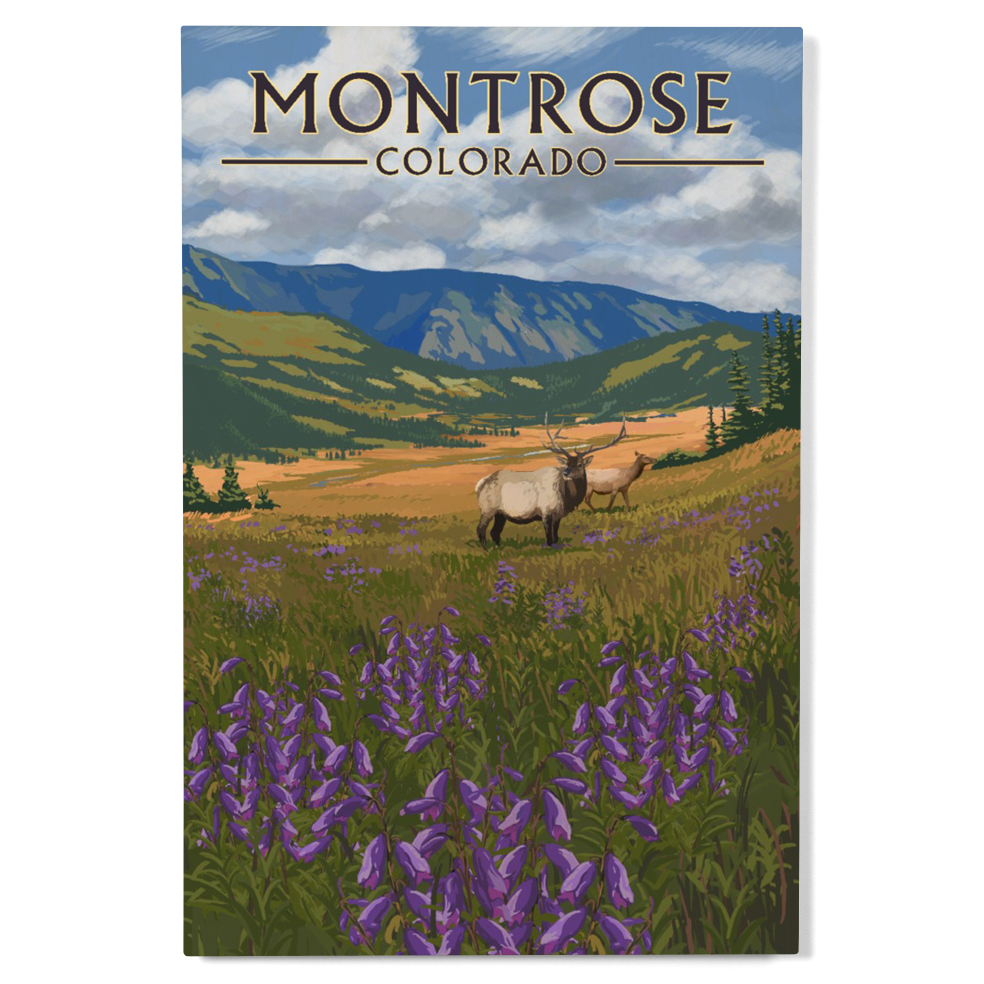 Montrose, Colorado, Elk and Flowers Birch Wood Wall Sign (12x18 Rustic ...
