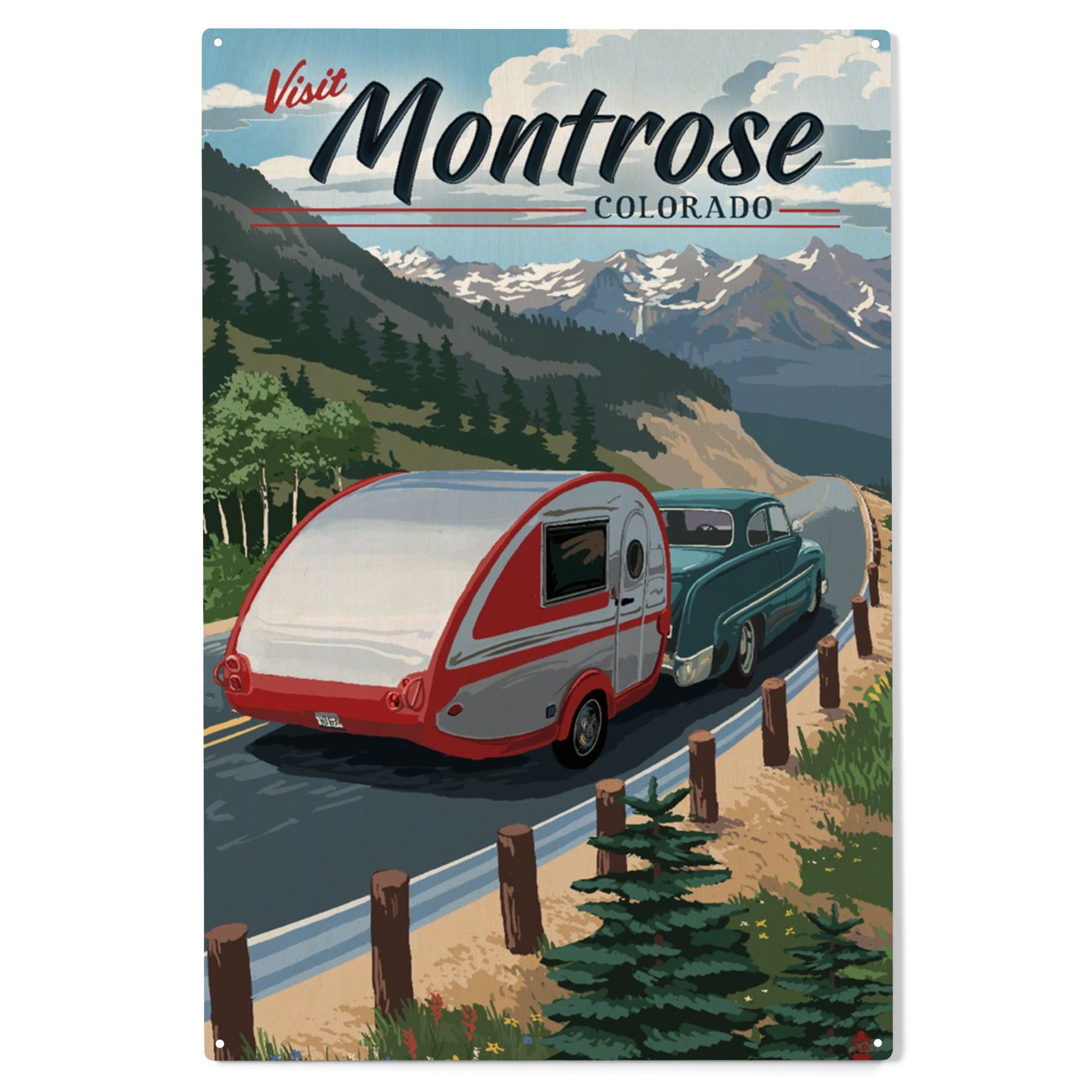 Montrose, Colorado, Retro Camper Birch Wood Wall Sign (10x15 Rustic ...