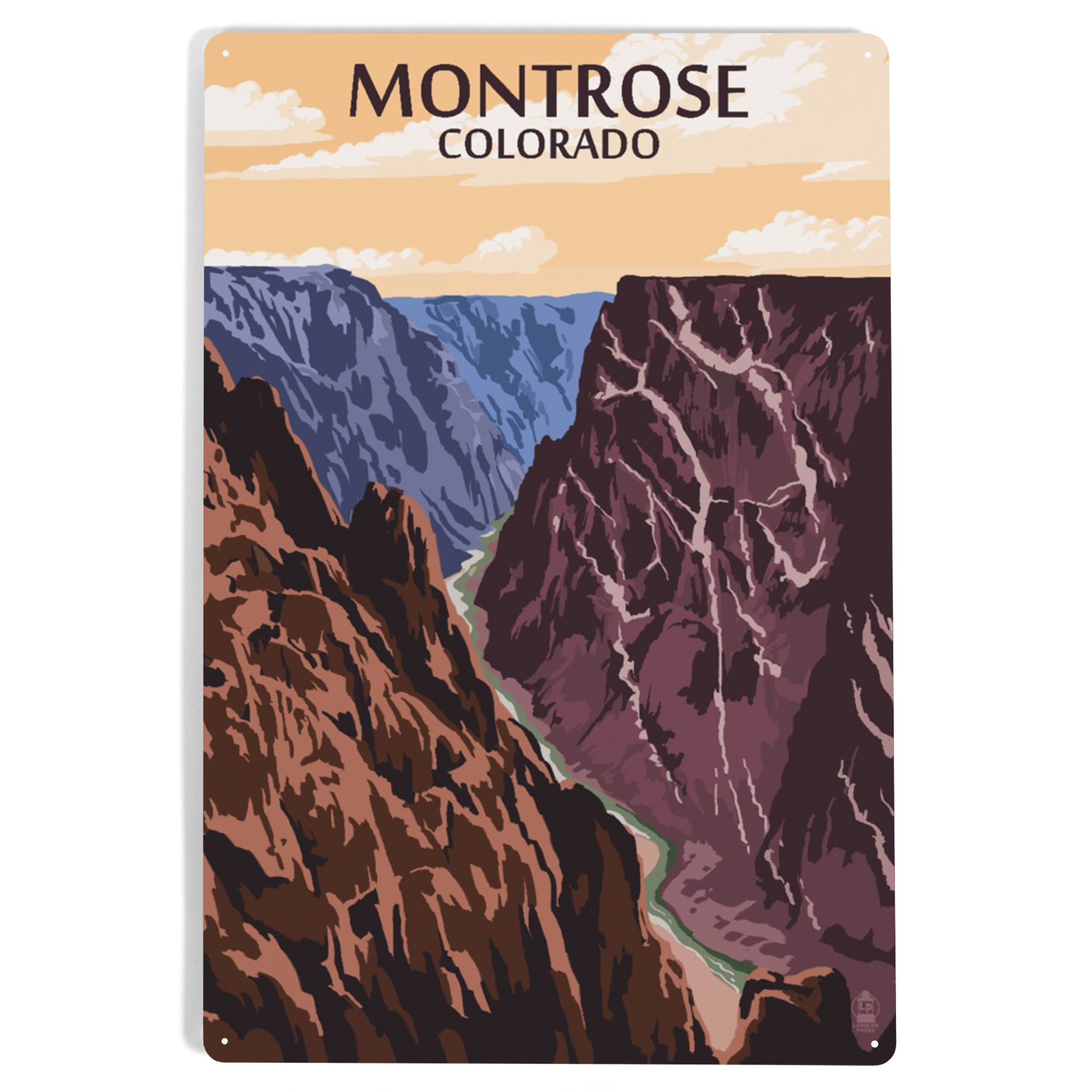 Montrose, Colorado, River and Cliffs, Painterly Series (12x18 Aluminum ...