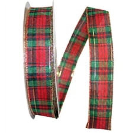 Montrose Holiday Gift Wrapping Thin Wide Wire Edged Red and Green Plaid ...