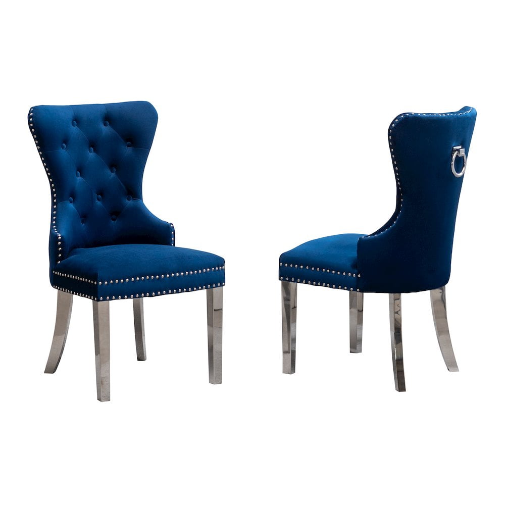 Montura Contemporary Tufted Velvet Chair with Nailhead Trim(Set of 2 ...