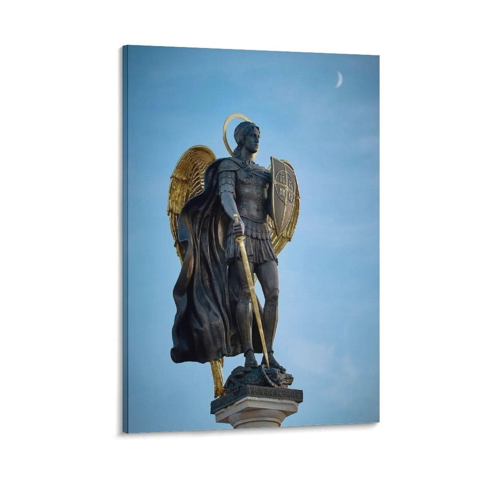 Monument Archangel Michael Photo Art Poster Home Canvas Wall Decor Canvas Painting Wall Art ...
