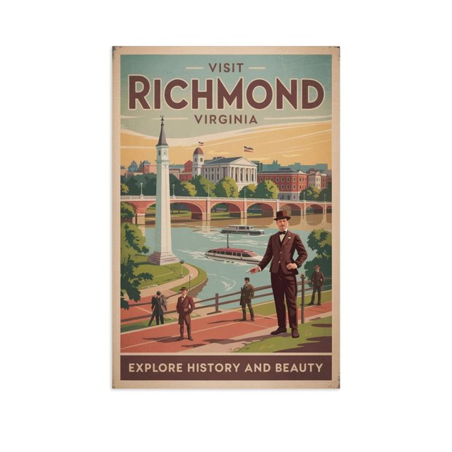 Monument Avenue Classic Poster Retro Richmond Cityscape with Civil War ...
