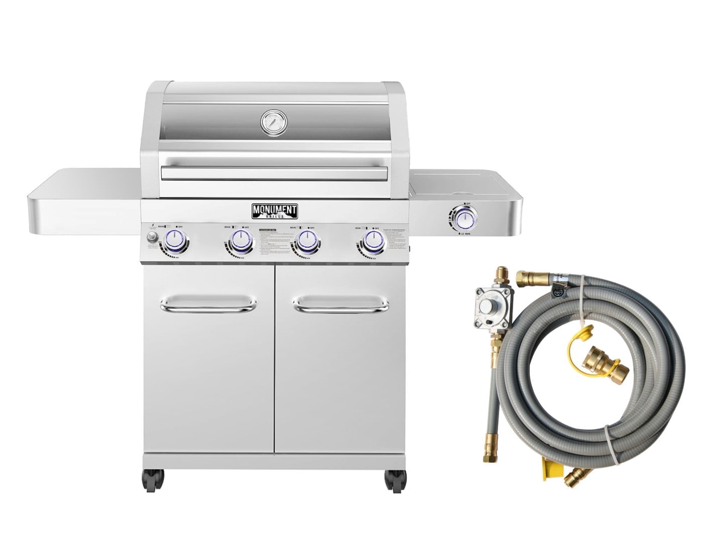Monument Grills 4-Burner Natural Gas Grill in Stainless Steel, Clear ...