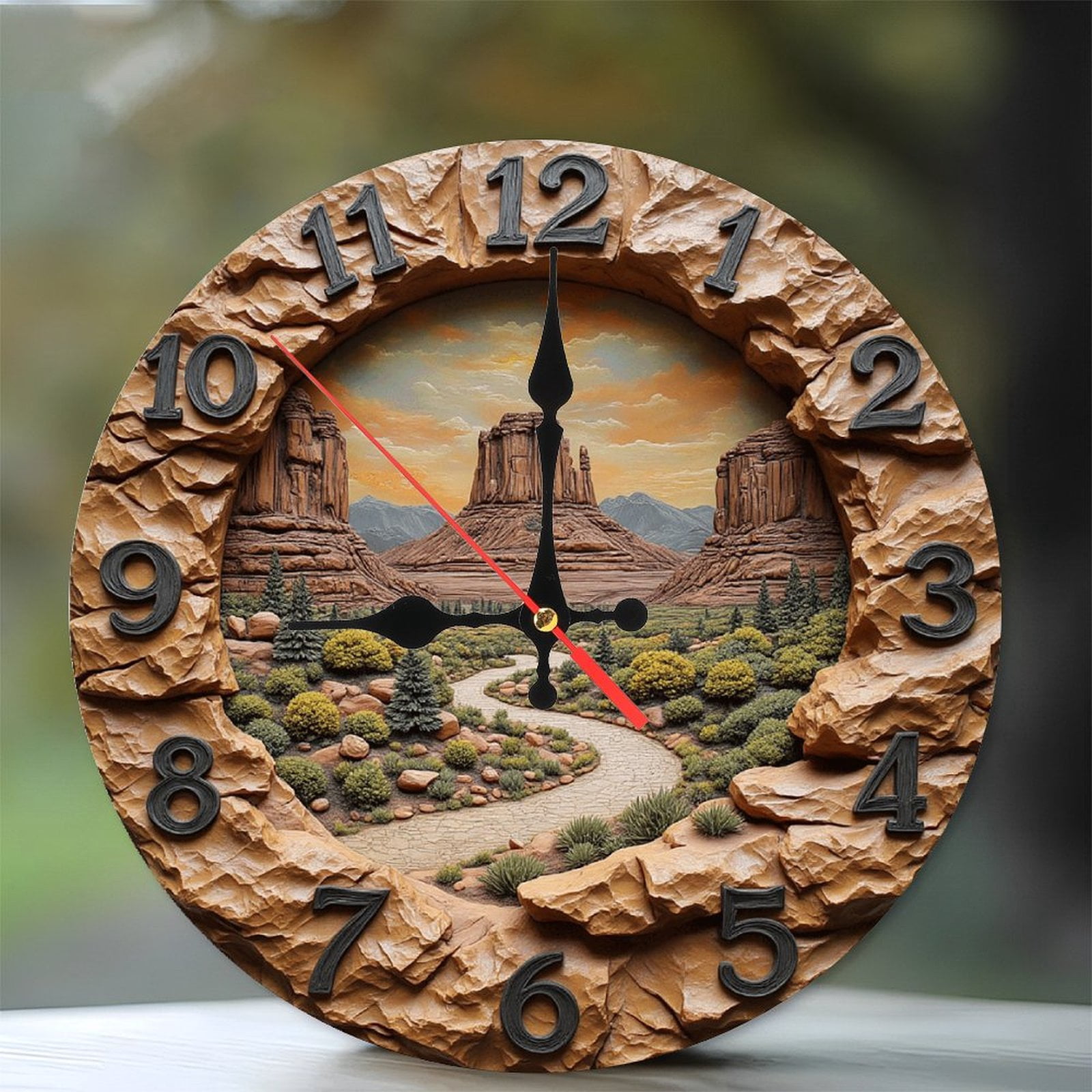 Monument Valley Canyon Landscape Wall Clock 10-Inch Silent Wooden Wall ...