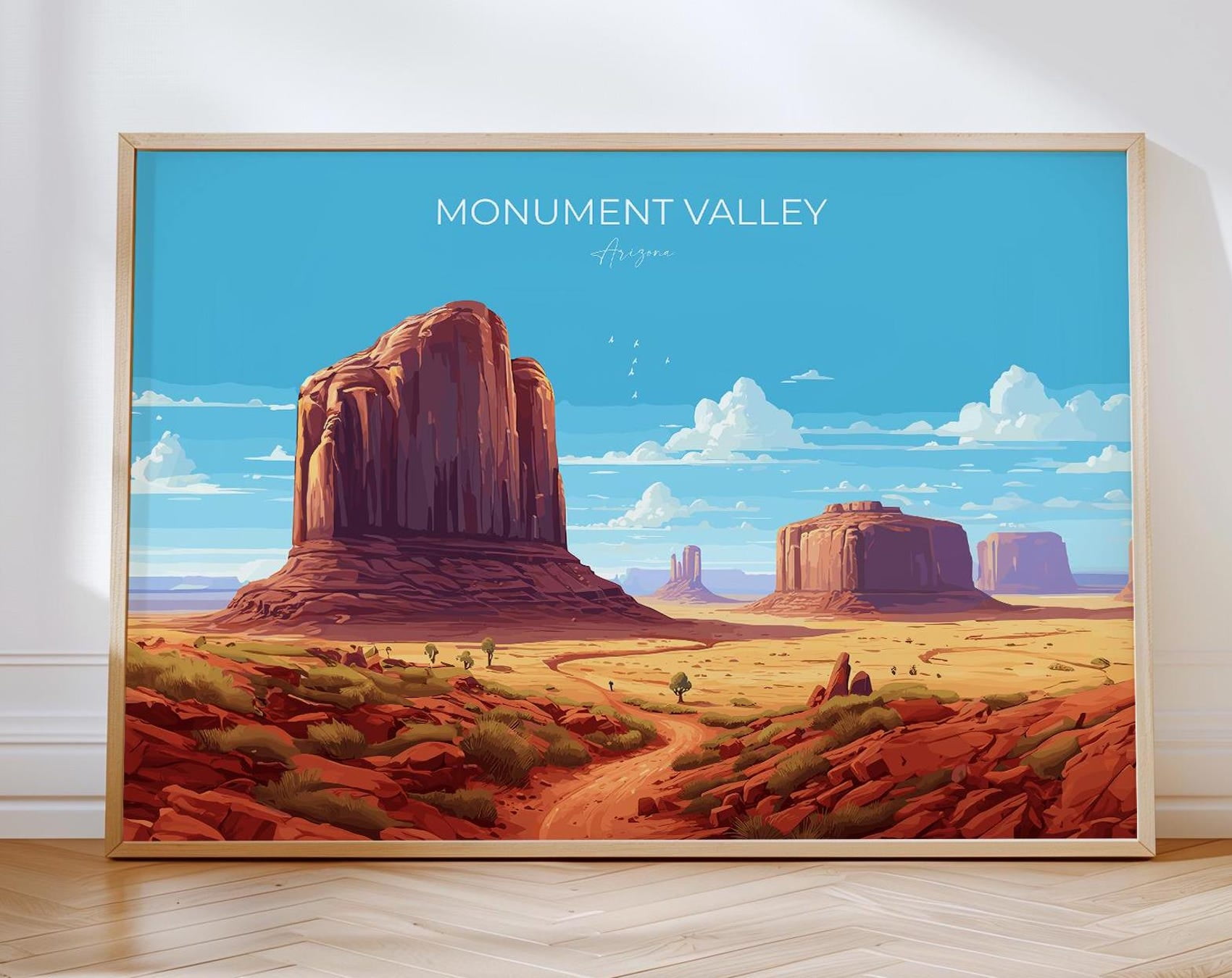 Monument Valley Travel Poster Wall Art, Landscape Travel Print of ...